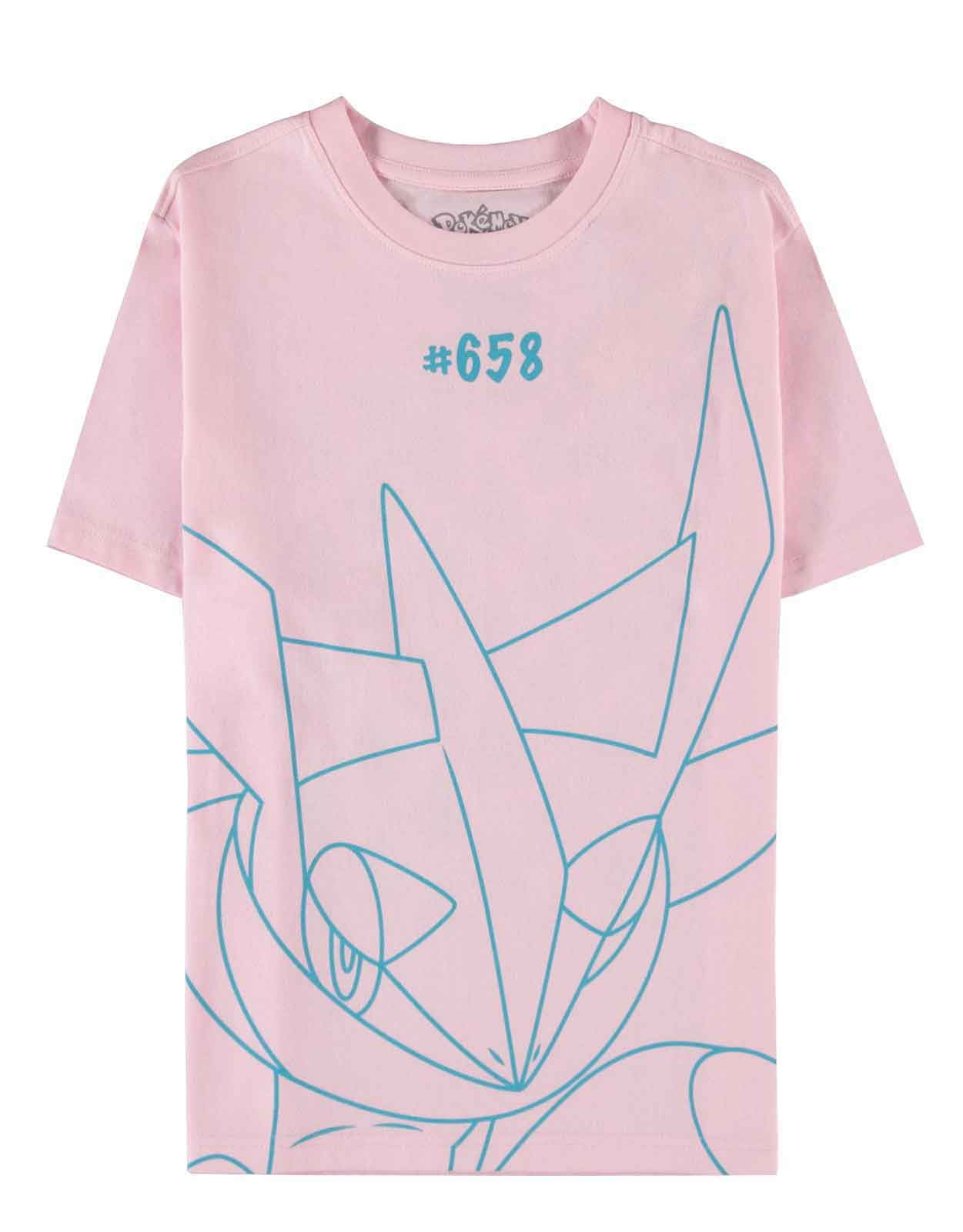 Pokemon T Shirt Greninja Line Art new Official Womens Skinny Fit Pink ...
