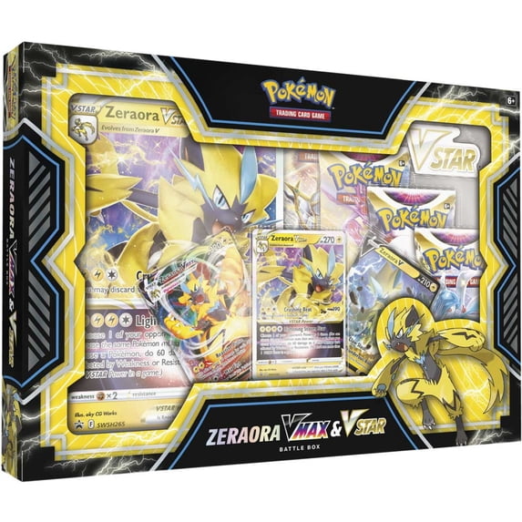 Pokemon Cards - ZERAORA VMAX & VSTAR BATTLE BOX (4 packs, Foils ...