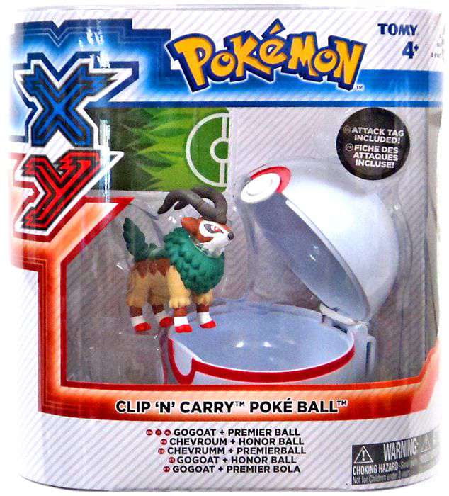 Pokemon TOMY Clip n Carry Pokeball Gogoat Figure & Premier Ball Figure ...