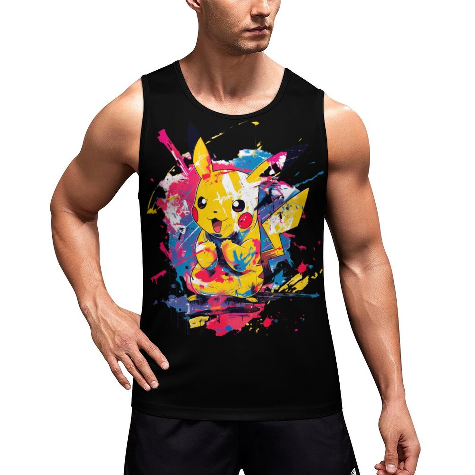 Pokemon Tank Tops Men Summer Retro Surfin' Tank Top Sleeveless Fashion ...