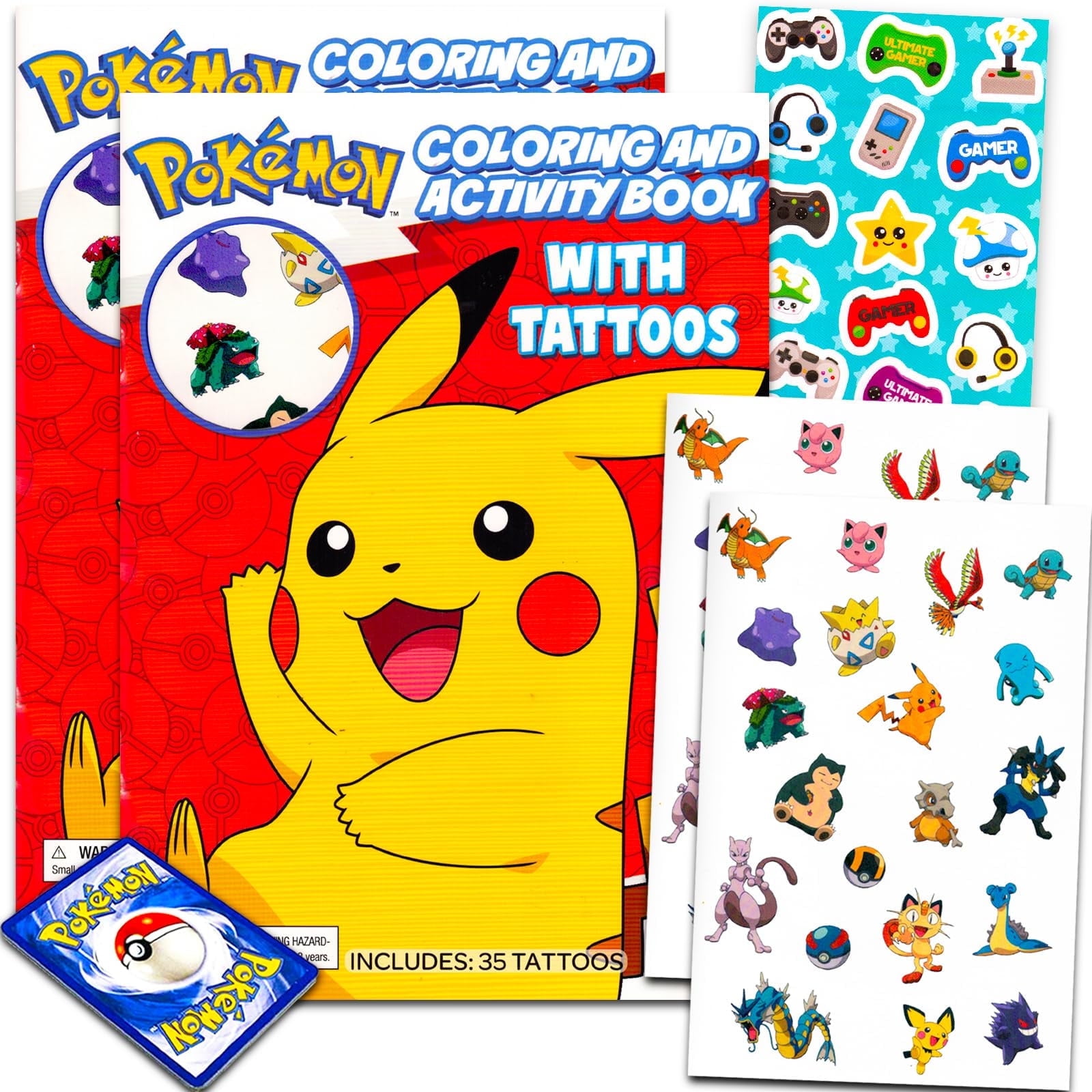 Pokemon Tattoos Party Favors Set - 70 Temporary Tattoos for Kids, Boys ...
