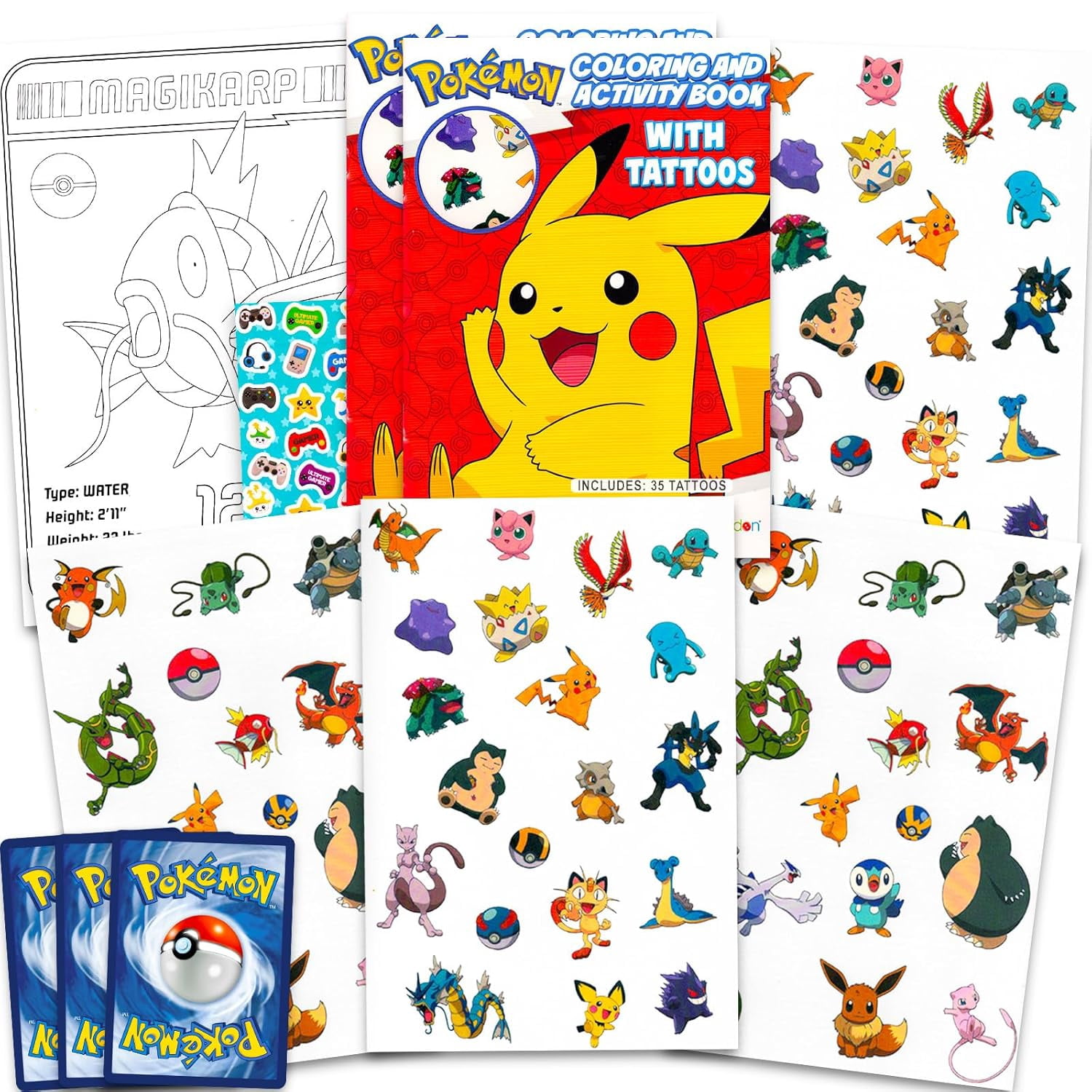 Pokemon Tattoos Party Favors Set - 70 Temporary Tattoos for Kids, Boys ...