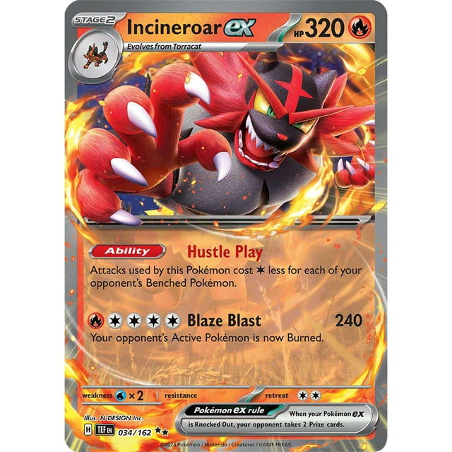 Pokemon Temporal Forces Double Rare Incineroar ex #34 - Walmart.com