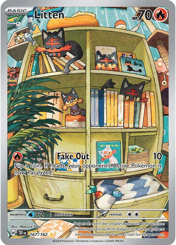 Pokemon Temporal Forces Illustration Rare Litten #167 - Walmart.com