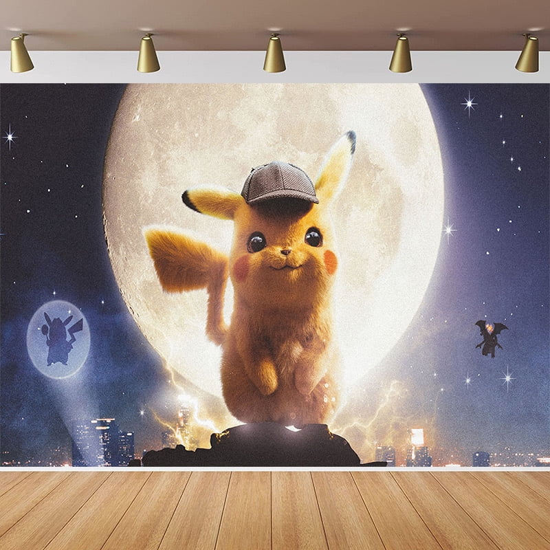 Pokemon Theme Backdrop,Baby under the moonlight Birthday Party Supplies ...