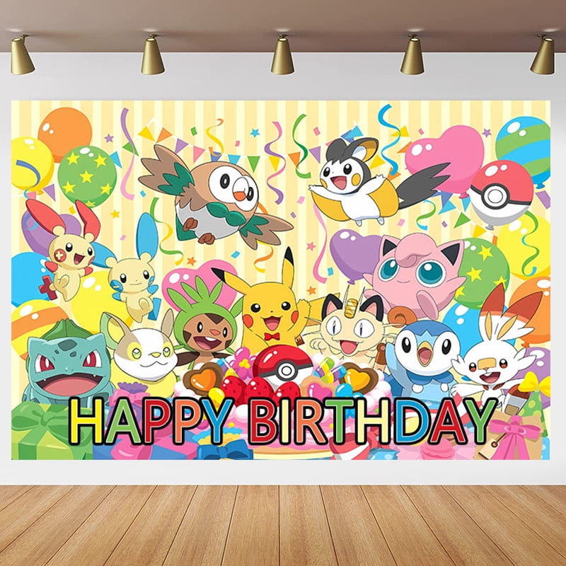 Pokemon Theme Backdrop,Cartoon family celebrating Birthday Party ...