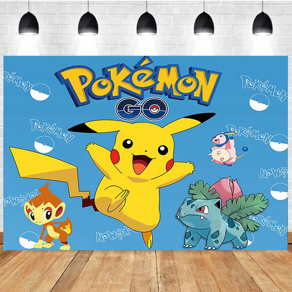 Pokemon Theme Backdrop,Jumping Pikachu Birthday Party Supplies ...