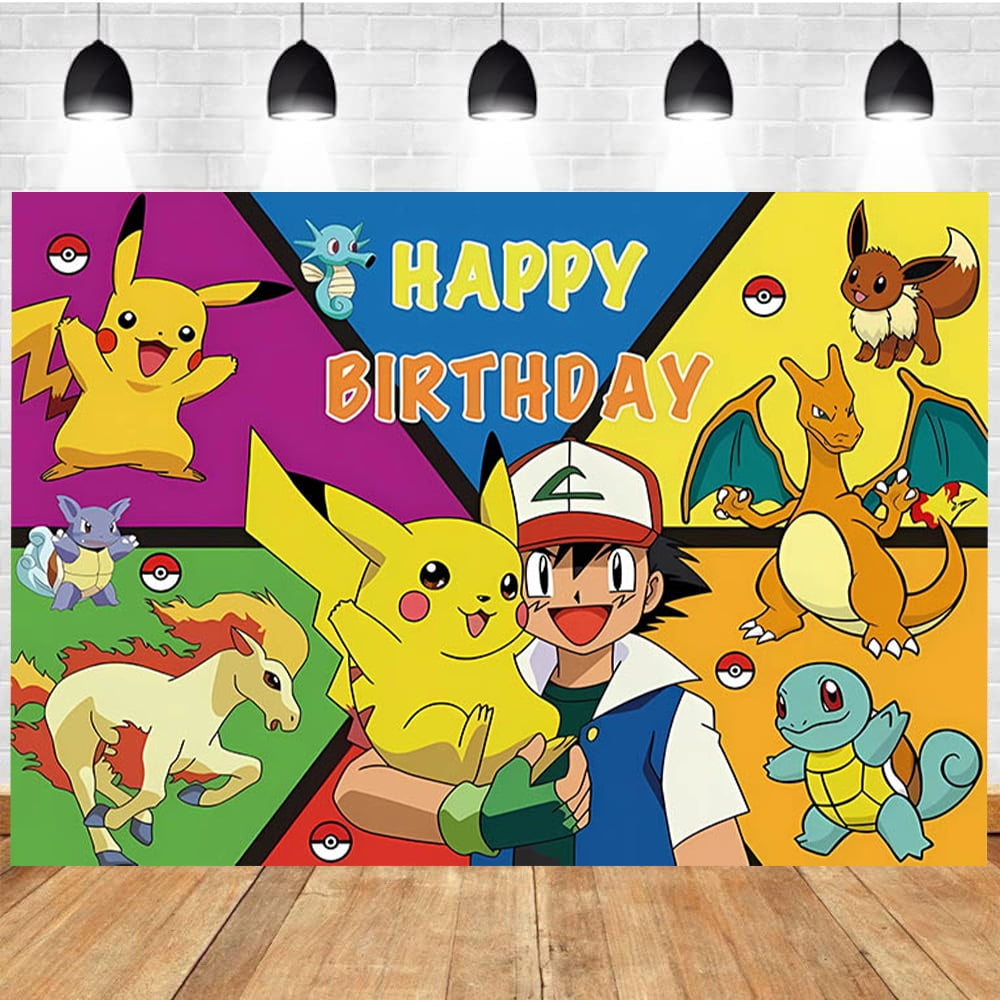 Pokemon Theme Backdrop,Mythical beasts Birthday Party Supplies ...