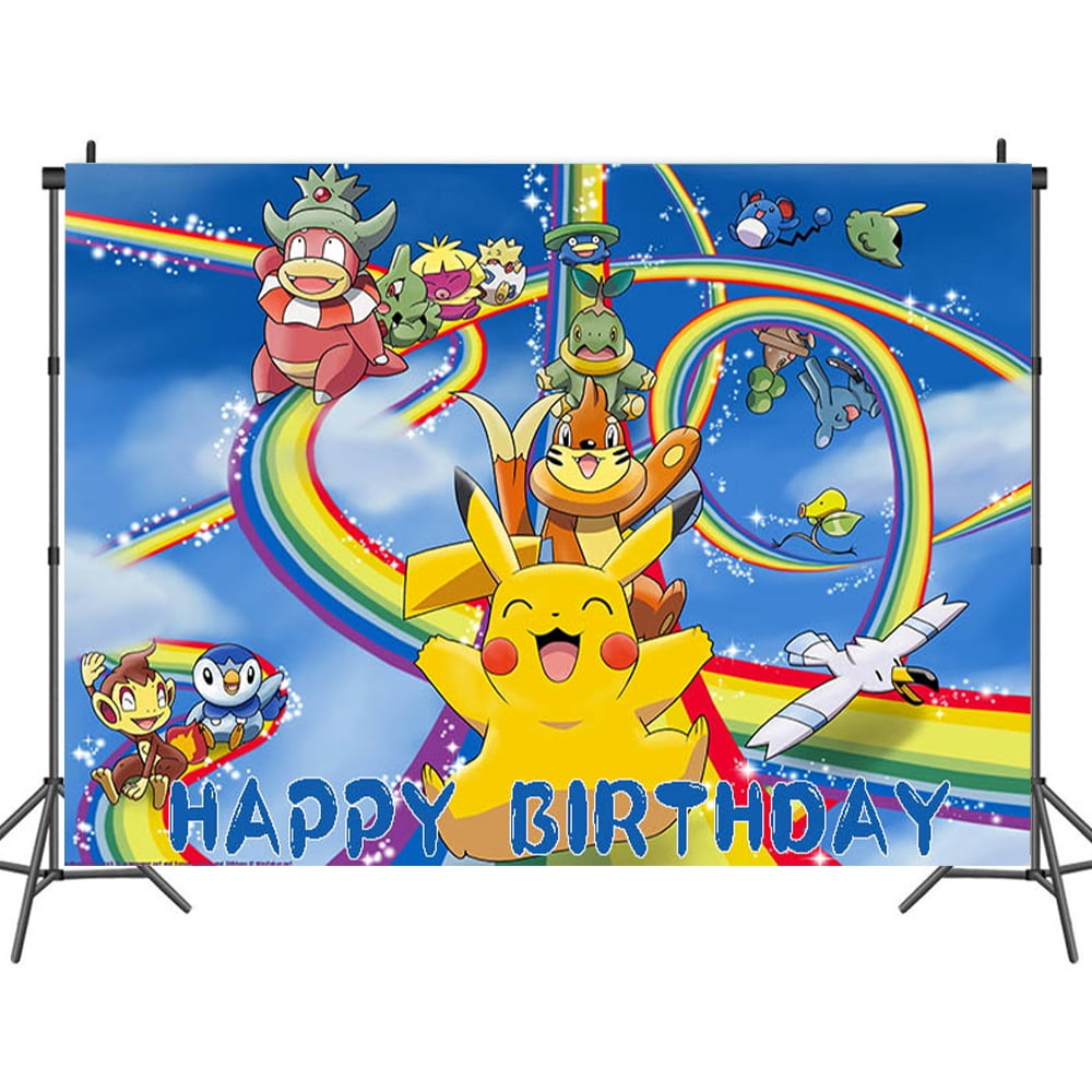 Pokemon Theme Backdrop,Rainbow cartoon characters Birthday Party ...