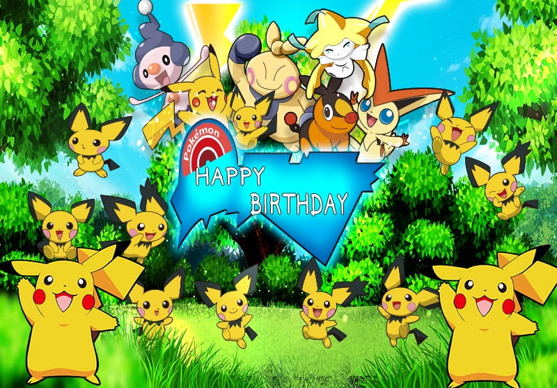 Pokemon Theme Backdrop,Transformed Pikachu Birthday Party Supplies ...