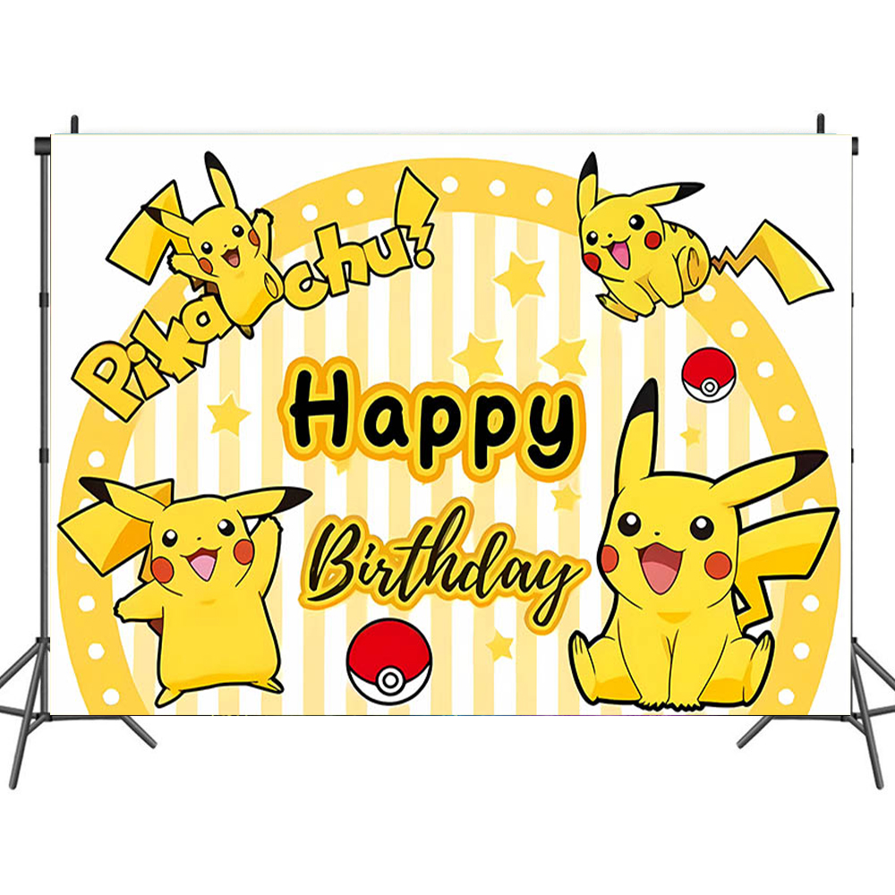 Pokemon Theme Backdrop,Yellow Flash Birthday Party Supplies Decoration ...