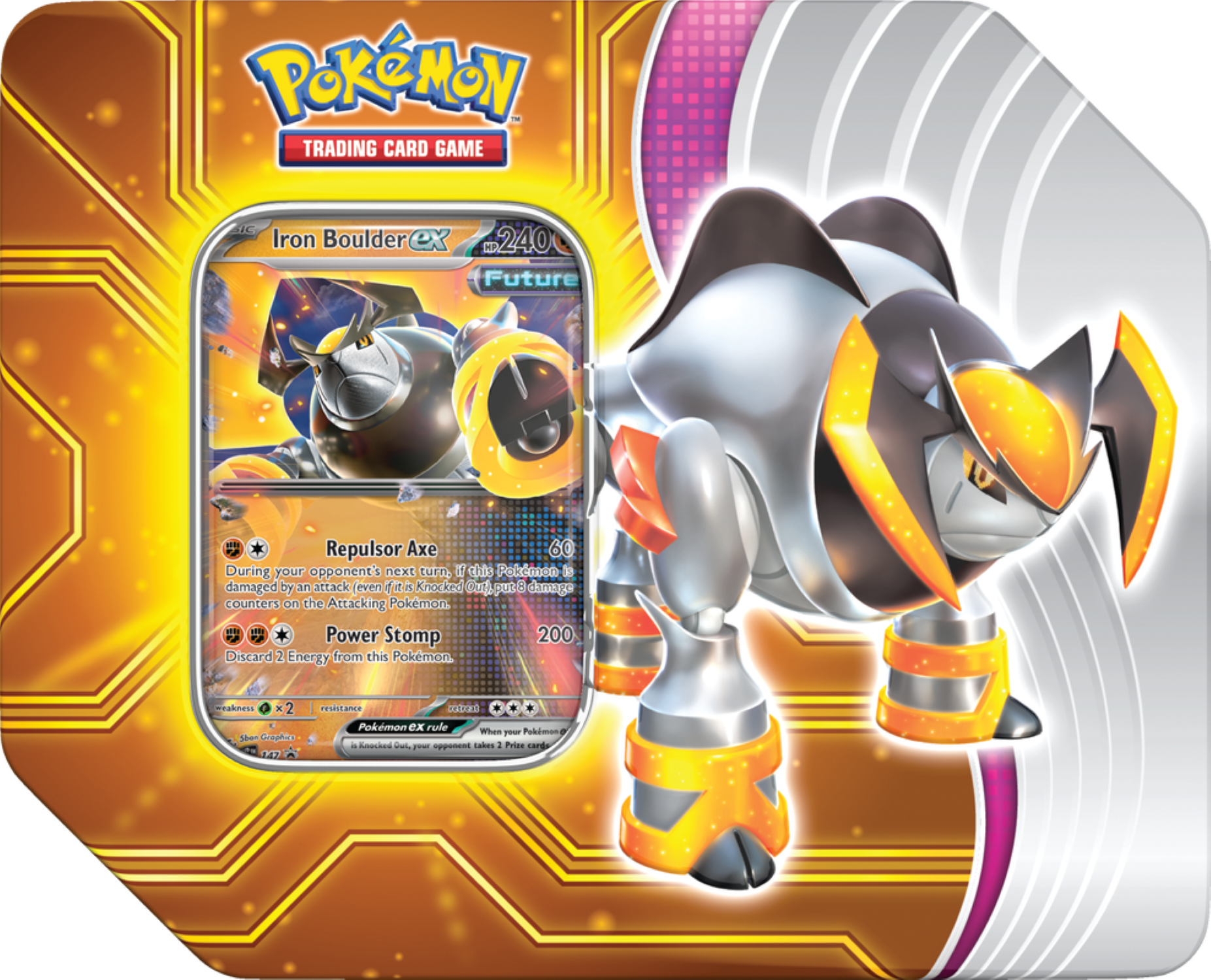 Pokemon Trading Card Games Paradox Destinies Tin - Iron Boulder Ex ...
