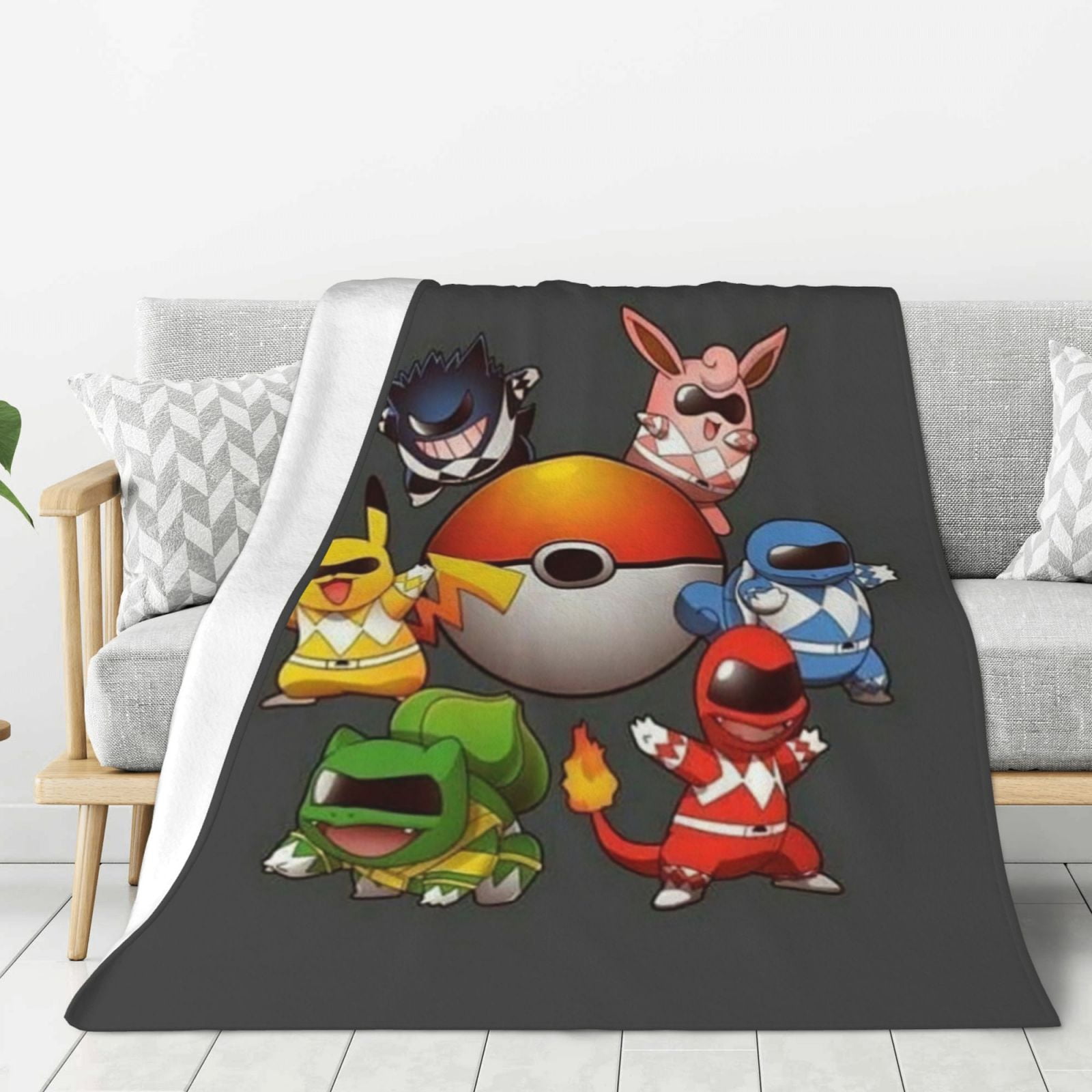 Pokemon- Trainer Kanto Starters Vintage Portraits Blanket,Throw Blanket for Kids and Adults,Soft ...