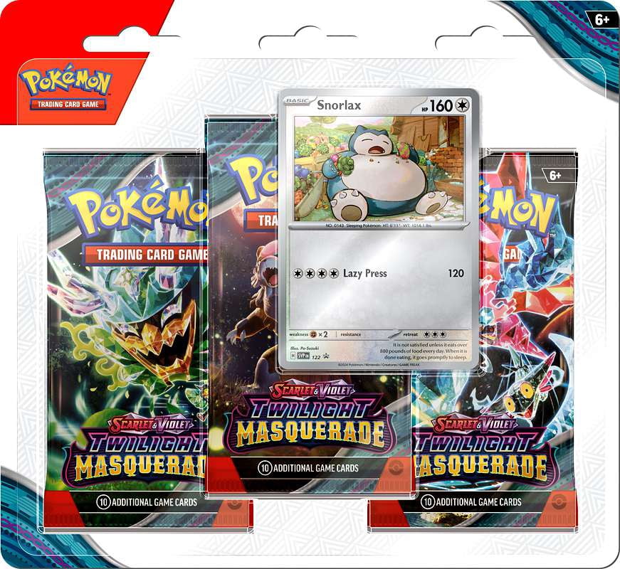 Pokemon Twilight Masquerade Snorlax Special Edition, 3 Booster Packs ...