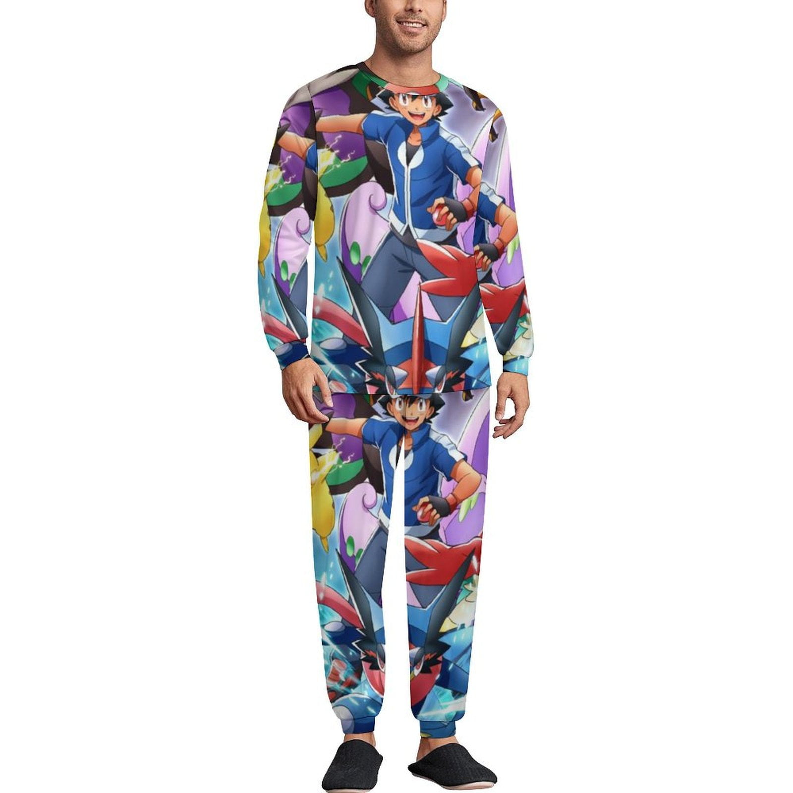 Pokemon Unisex Adults Round Neck Pajama Set Two Piece Set Pajama Suit ...