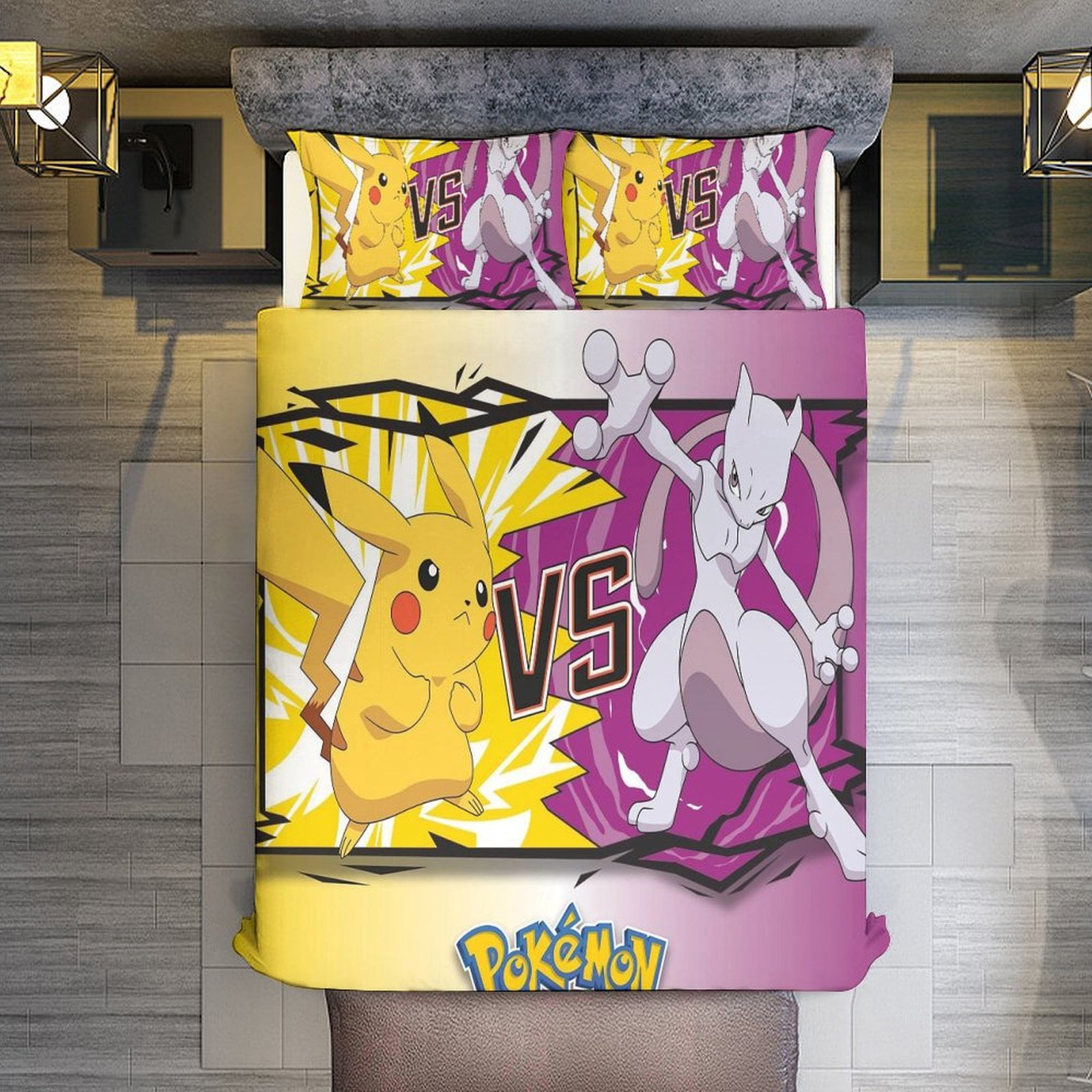 Pokemon Versus Set with 2 Pillowcases for All Seasons,Bedding Set 3pcs ...