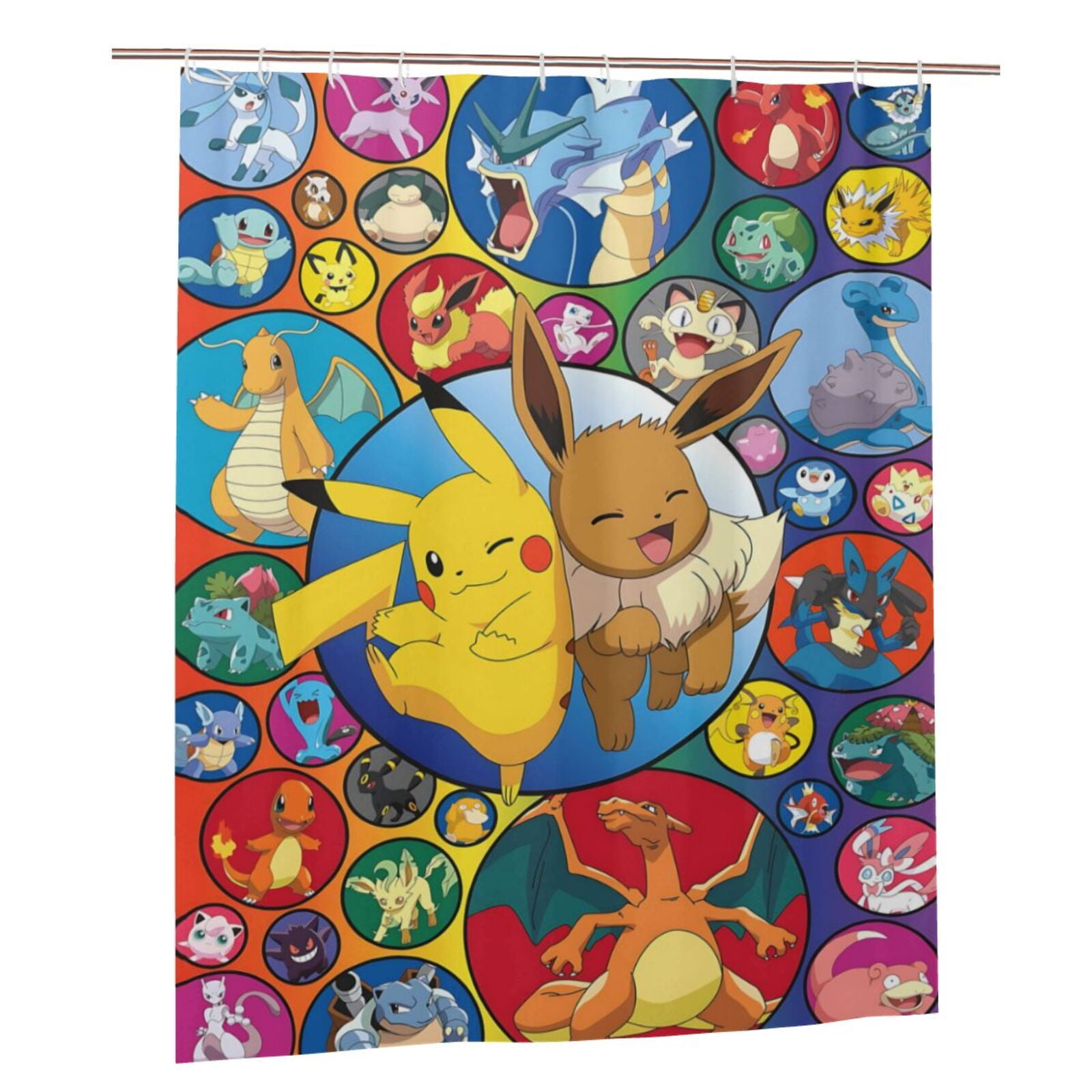 Pokemon Waterproof Fabric Shower Curtains For Bathroom Decor Waterproof ...