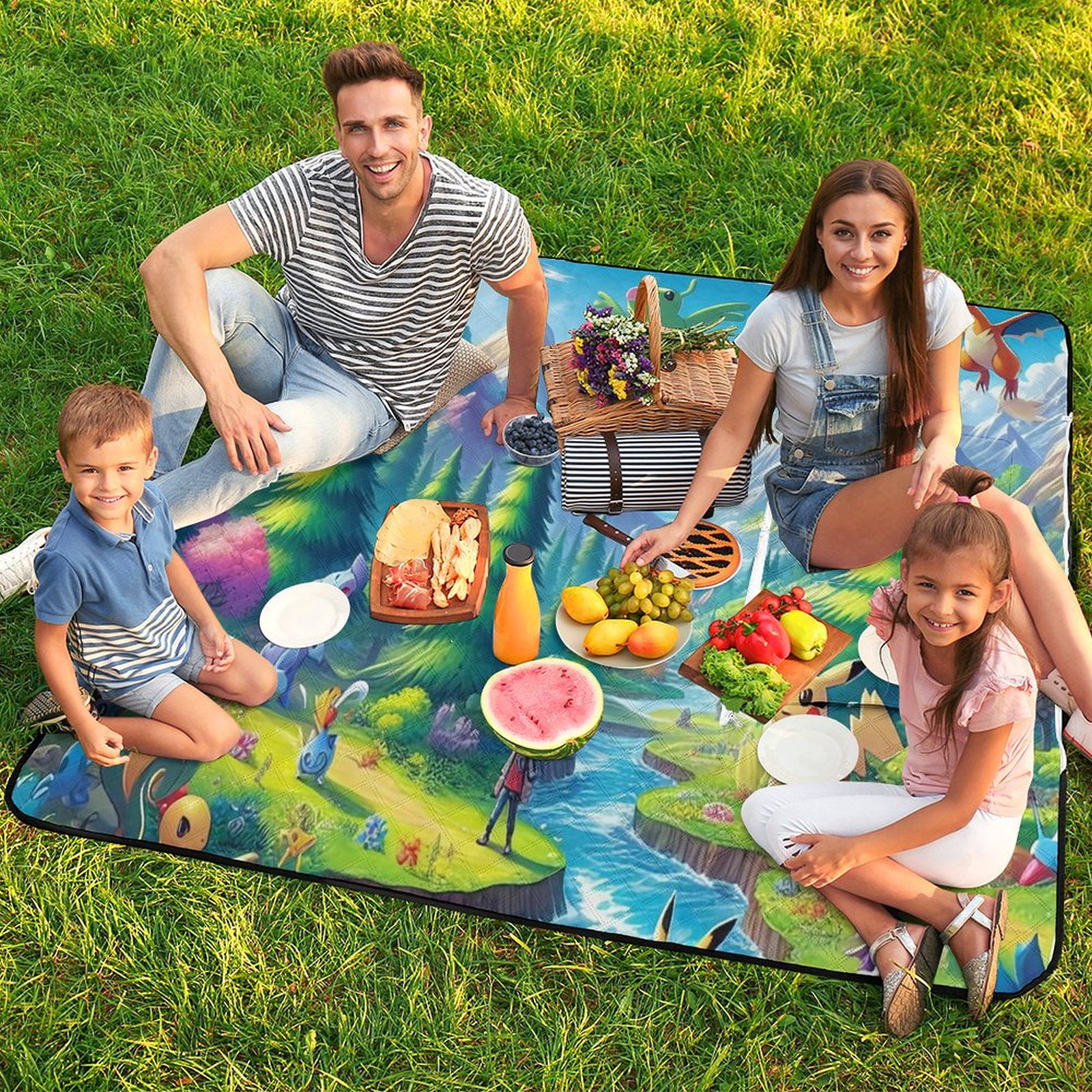 Pokemon World Extra Large Picnic Blanket Waterproof,59"x 59"Foldable ...