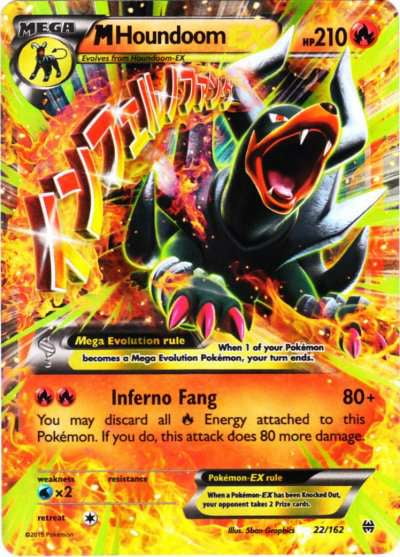Pokemon X & Y BREAKthrough Single Card Holo Rare Mega Houndoom-EX #22 ...