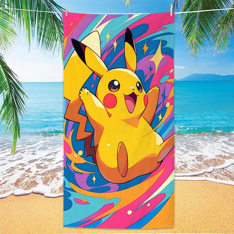 Pokemon beach towel, pikachu microfiber beach bath towel, Sand Free ...
