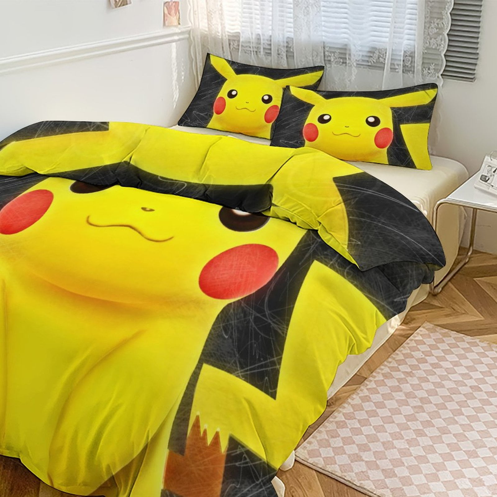 Pokemon bed sheet cartoon bedding set Pokemon 3 piece cotton bedding ...