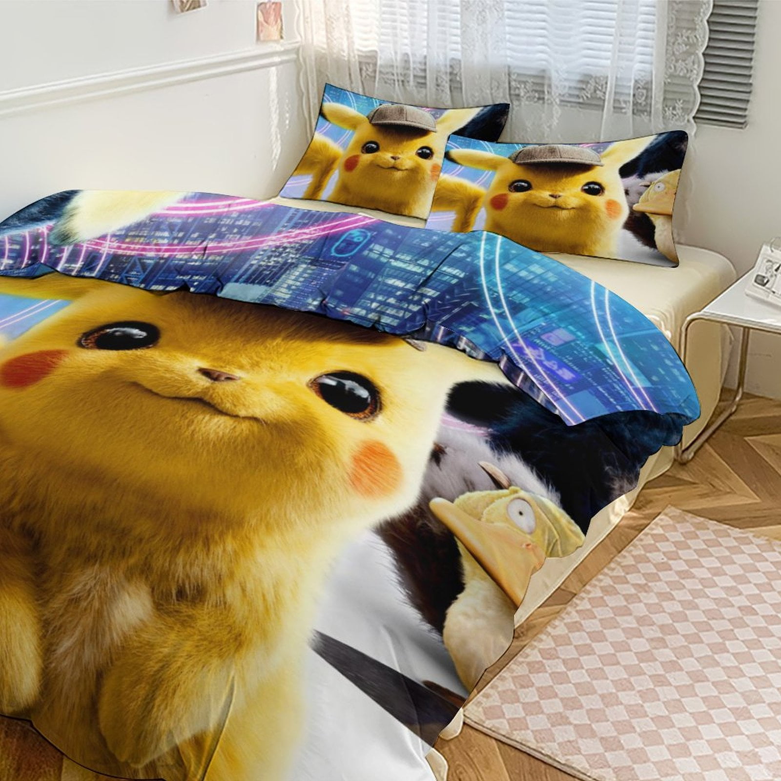 Pokemon bed sheet cartoon bedding set Pokemon 3 piece cotton bedding ...