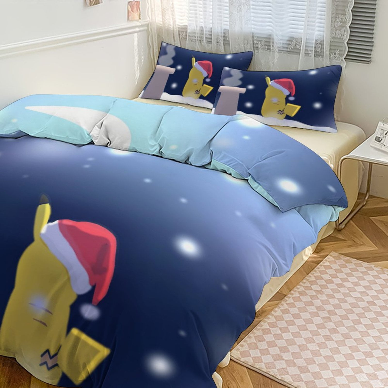 Pokemon bed sheet cartoon bedding set Pokemon 3 piece cotton bedding ...