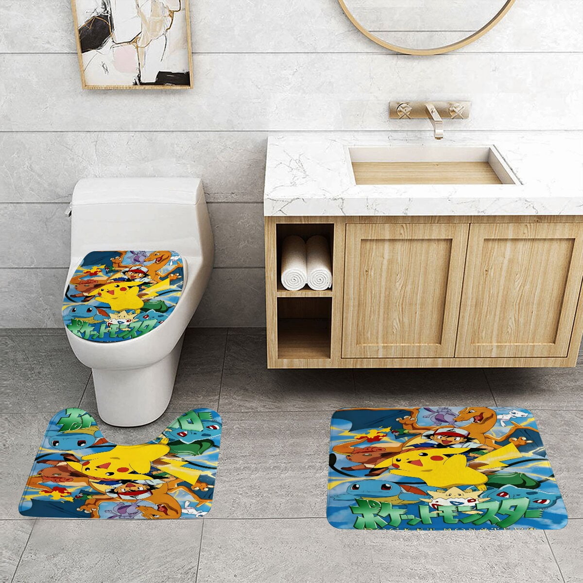Pokemon floor mat and toilet set is durable, machine washable, and adds ...