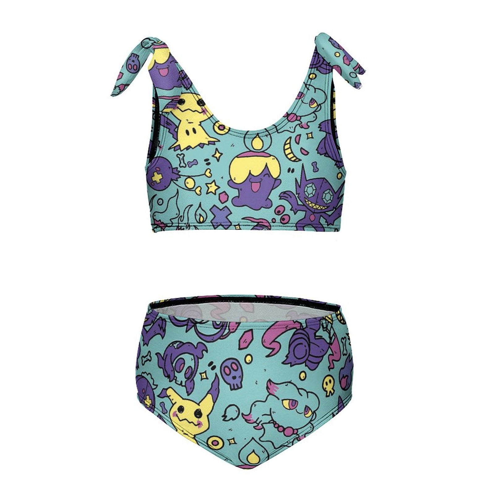 Pokemon swimsuit for Girl Cute Teen Girls 2 Piece High Waisted Bathing ...