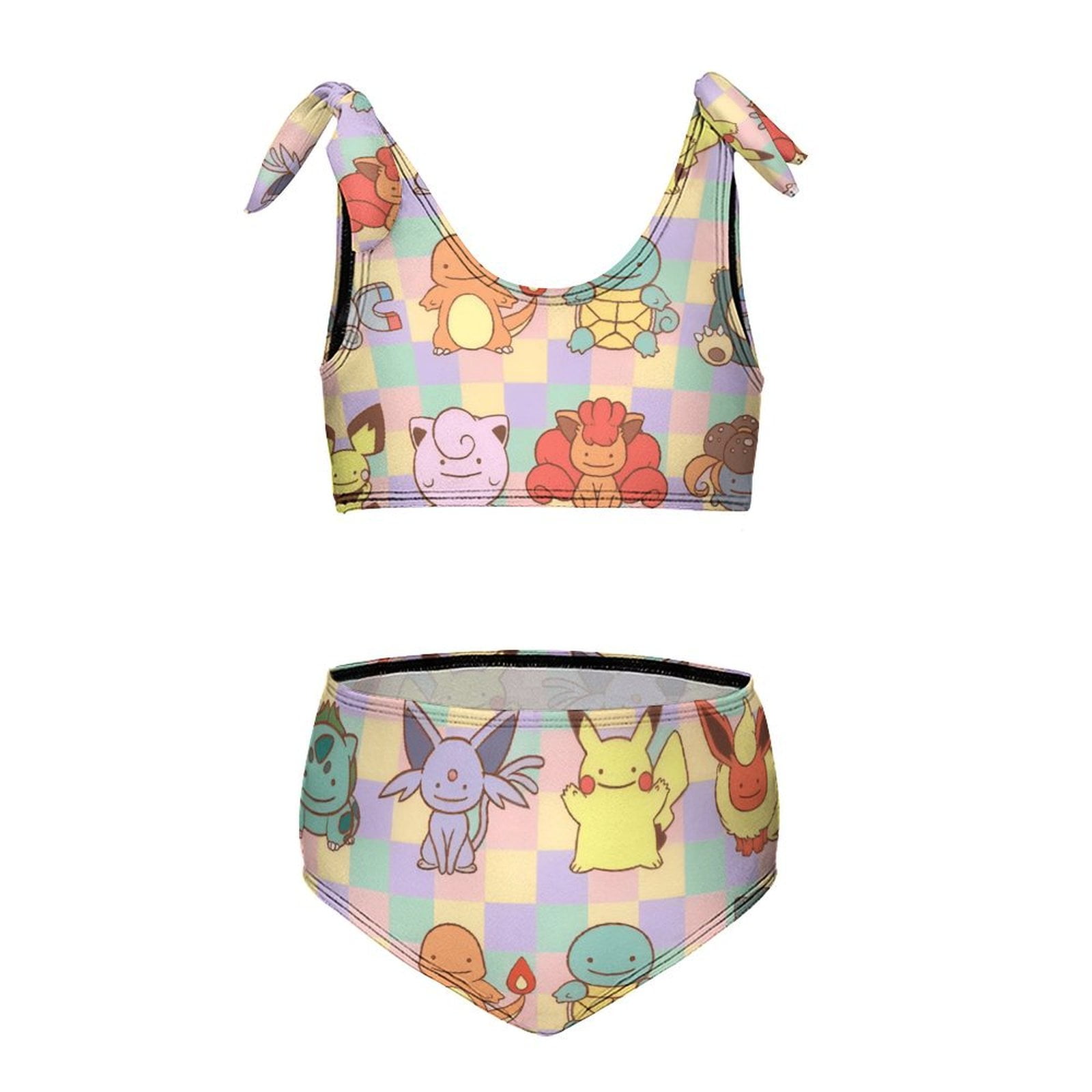 Pokemon swimsuit for Girl Cute Teen Girls 2 Piece High Waisted Bathing ...