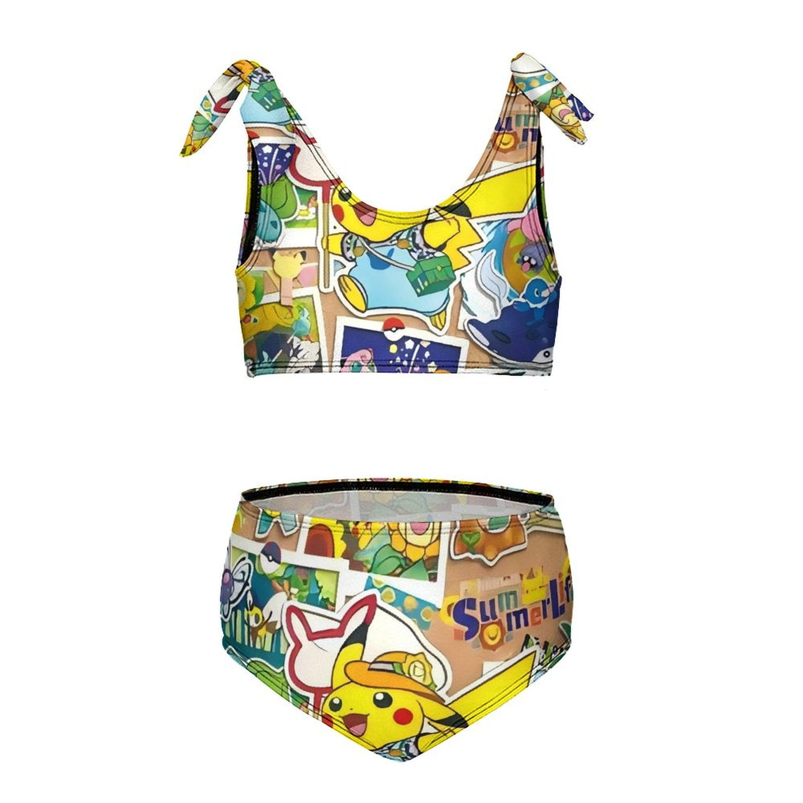 Pokemon swimsuit for Girl Cute Teen Girls 2 Piece High Waisted Bathing ...