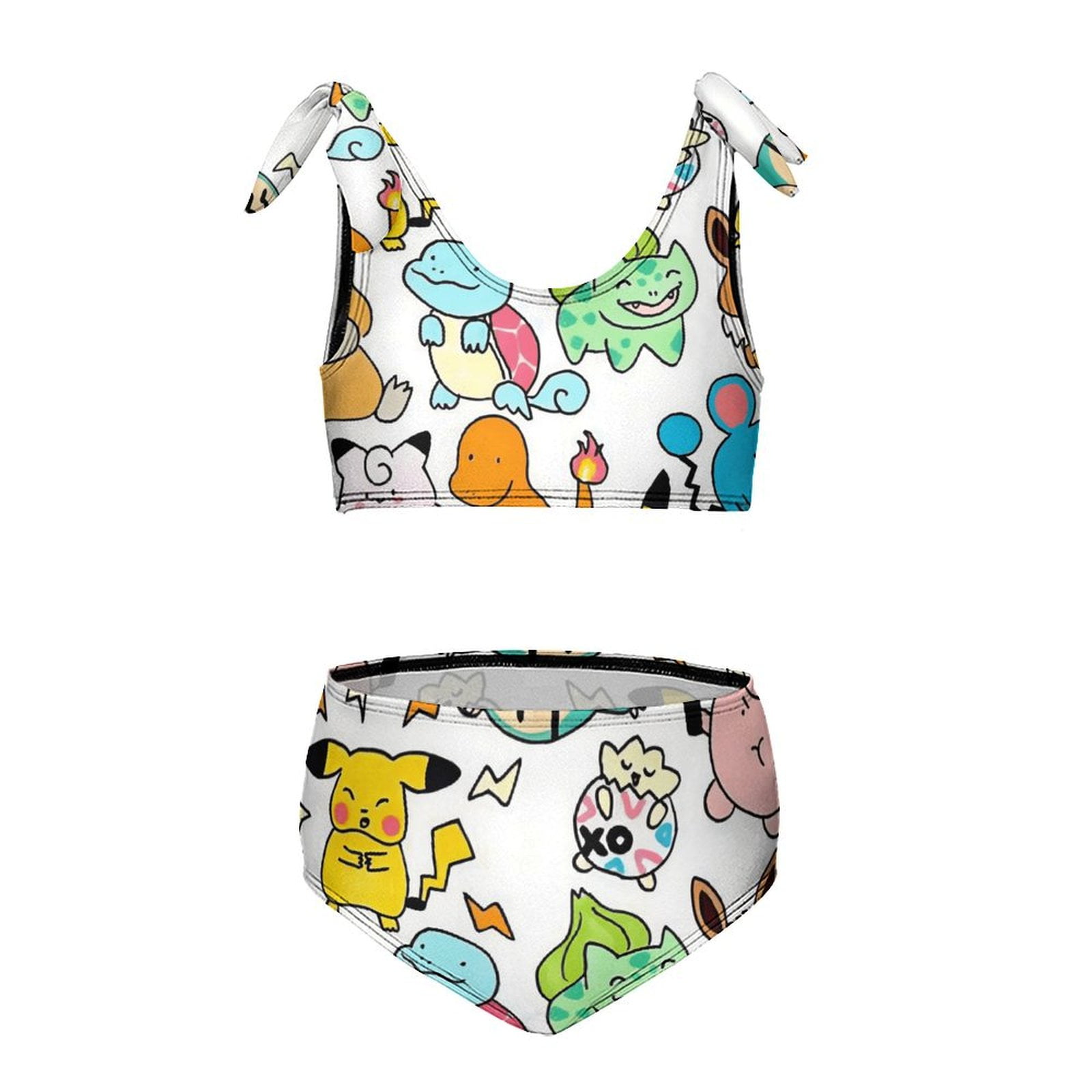 Pokemon swimsuit for Girl Cute Teen Girls 2 Piece High Waisted Bathing ...