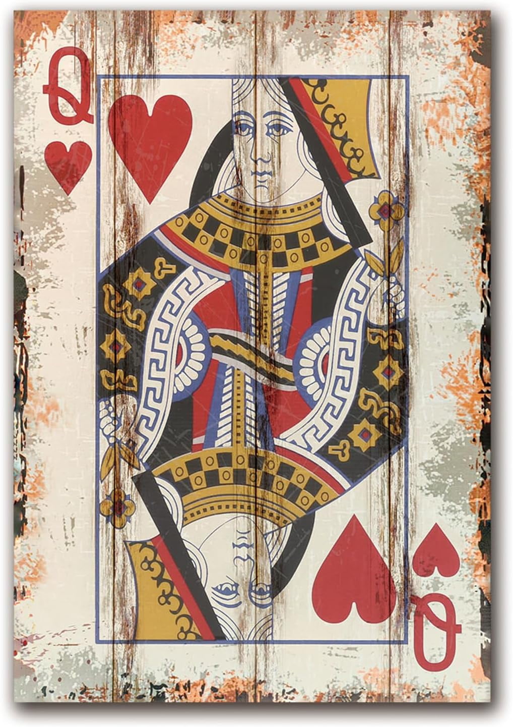 Poker Canvas Wall Art Print Queen of Hearts Game Room Wall Art Print ...