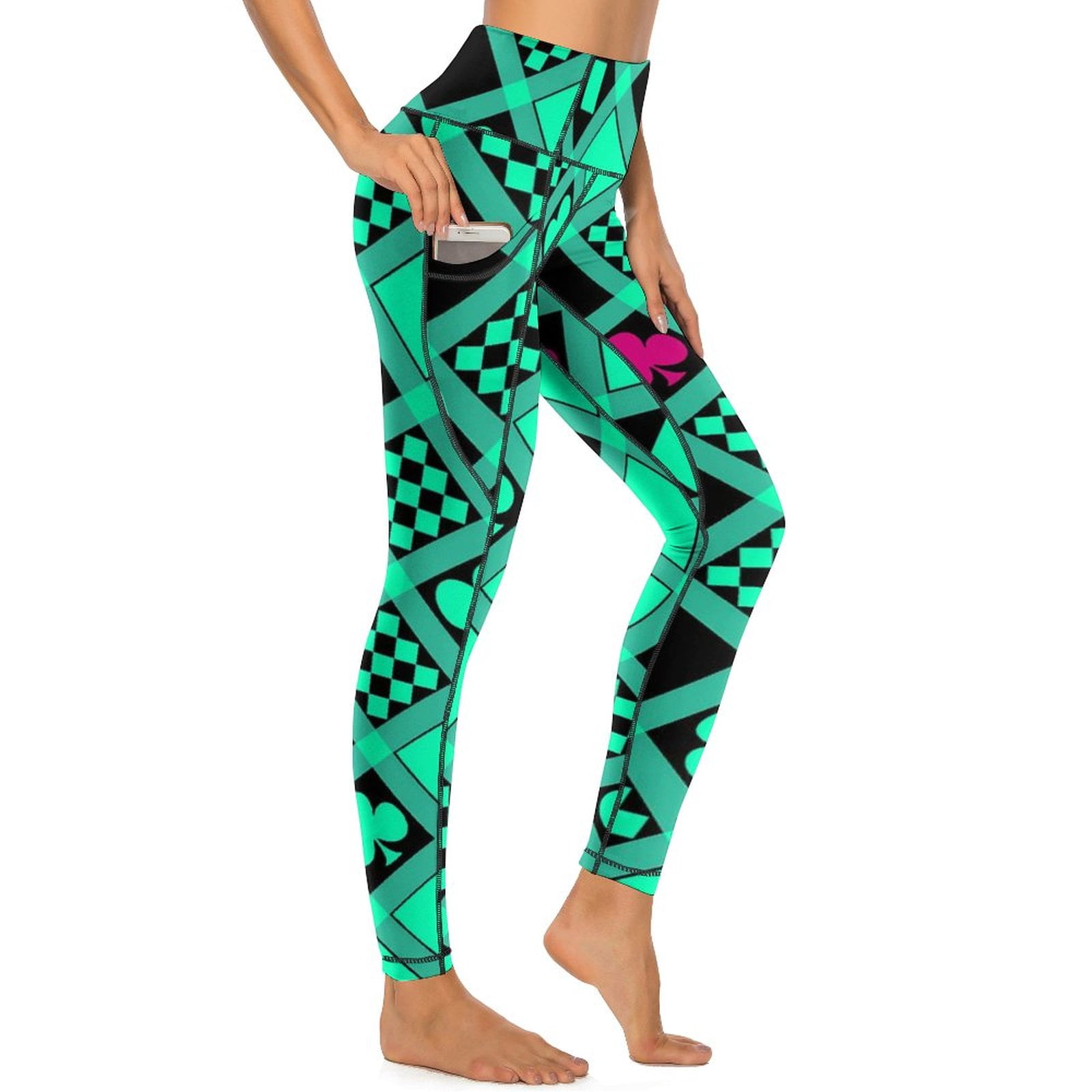 Poker Cards Leggings Hearts Crosses Clubs Workout Yoga Pants High Waist ...
