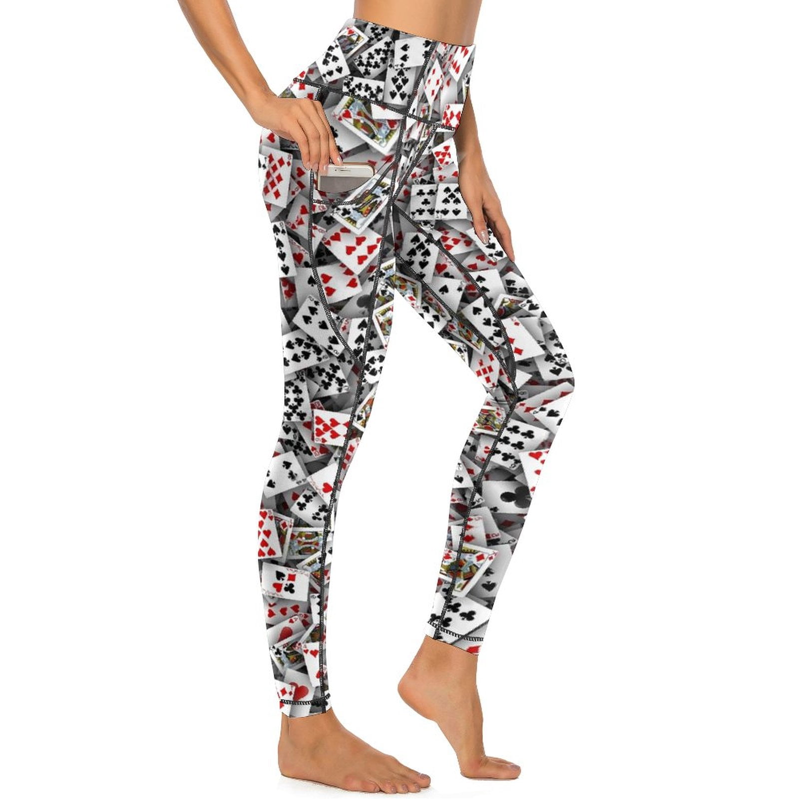 Poker Cards Leggings Hearts Crosses Clubs Workout Yoga Pants High Waist ...
