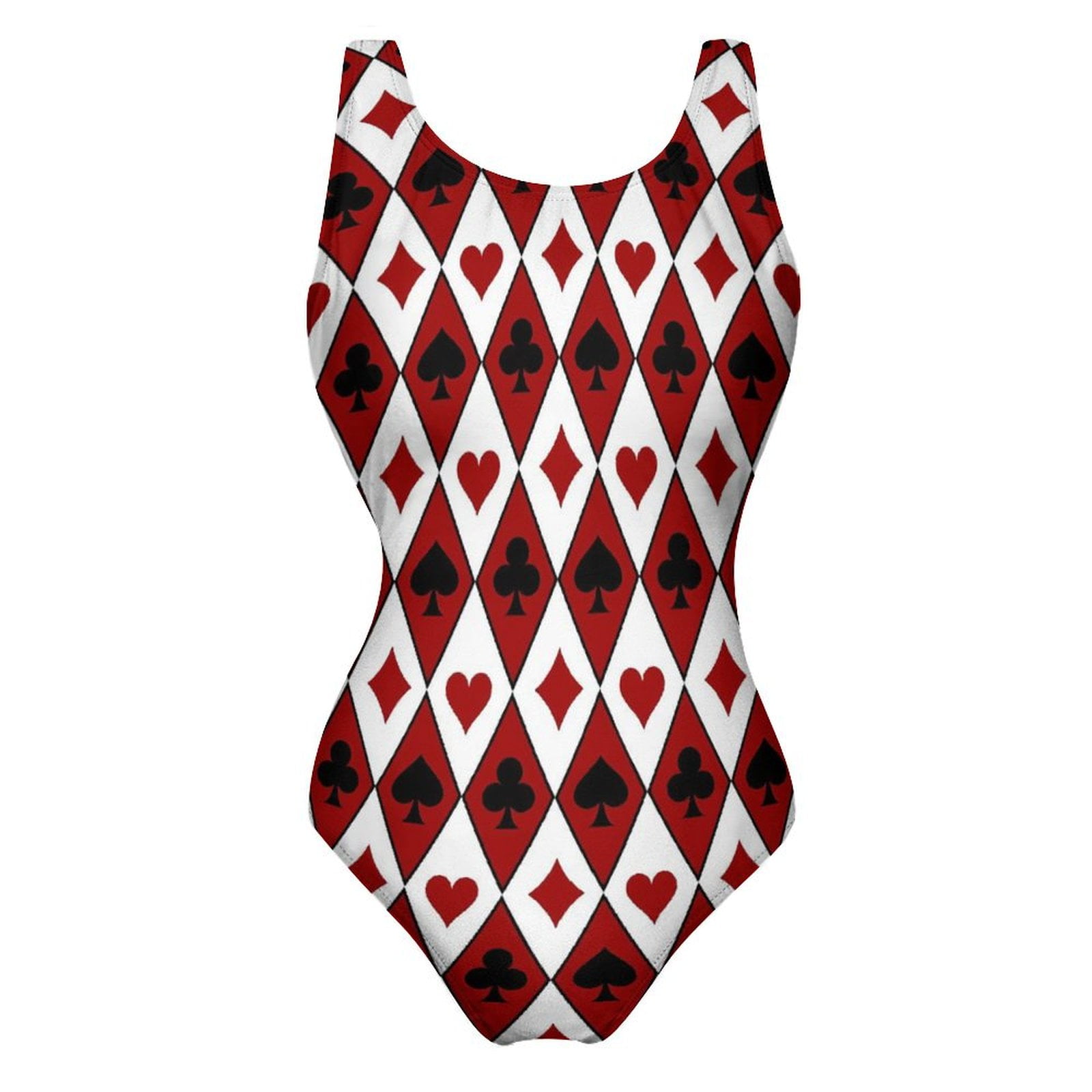 Poker Cards Suits Swimsuit Playing Card One Piece Swimwear Push Up ...