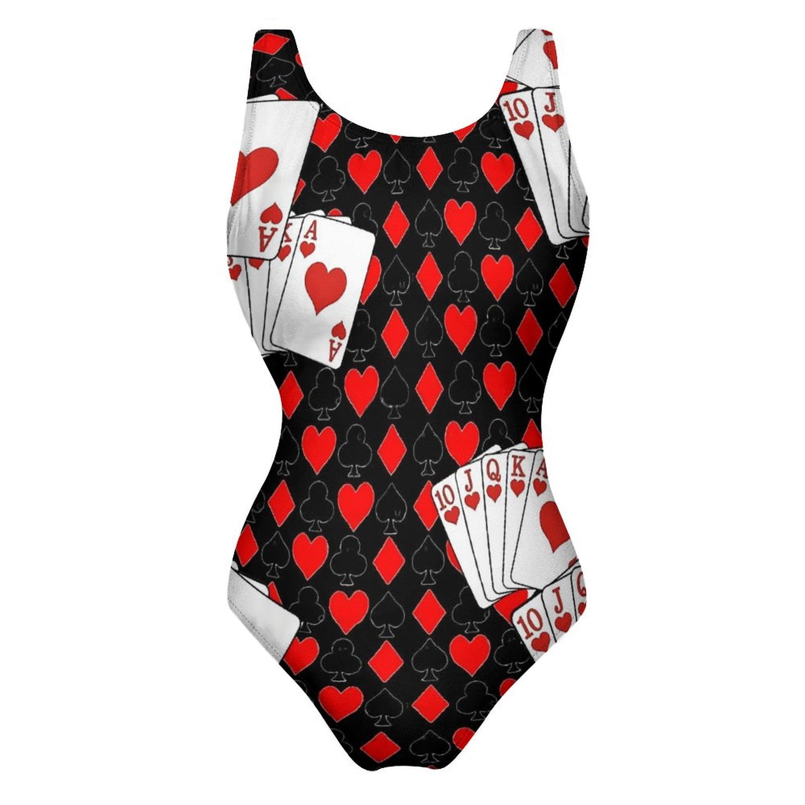 Poker Cards Suits Swimsuit Playing Card One Piece Swimwear Push Up ...