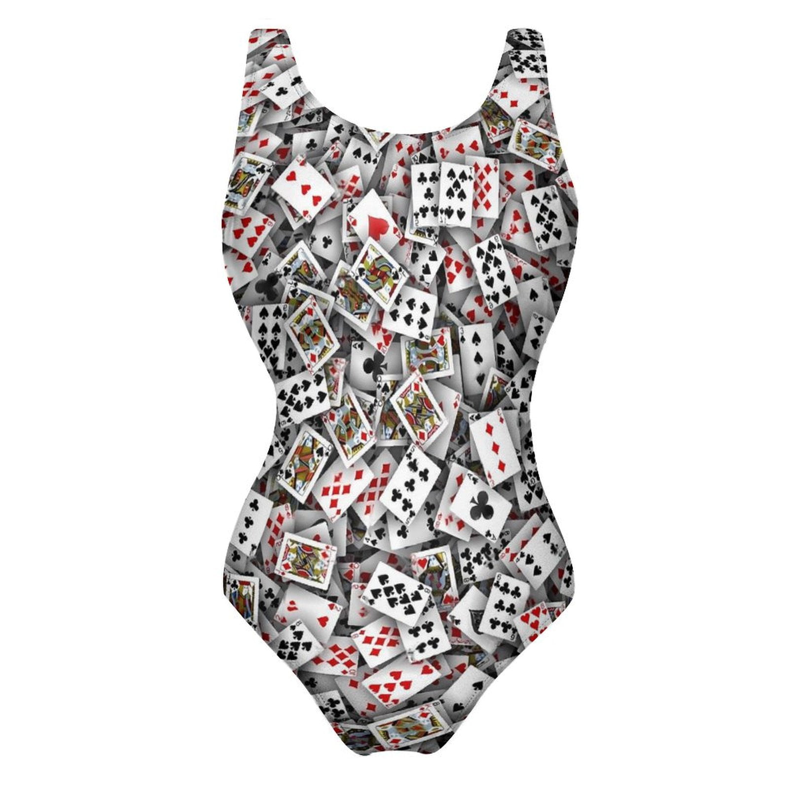 Poker Cards Suits Swimsuit Playing Card One Piece Swimwear Push Up ...