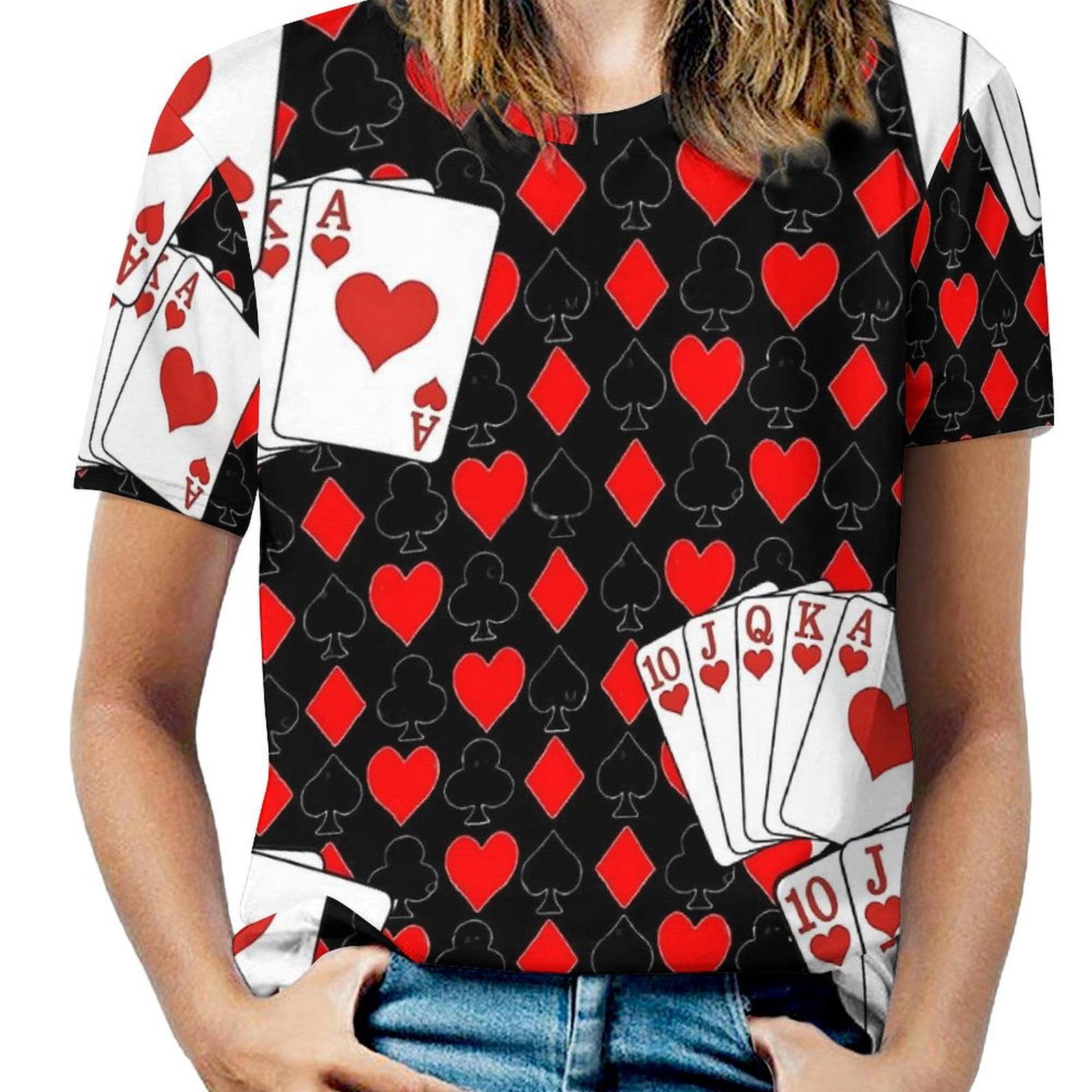 Poker Cards T Shirt Hearts and Spades Kawaii T Shirts ShortSleeve ...