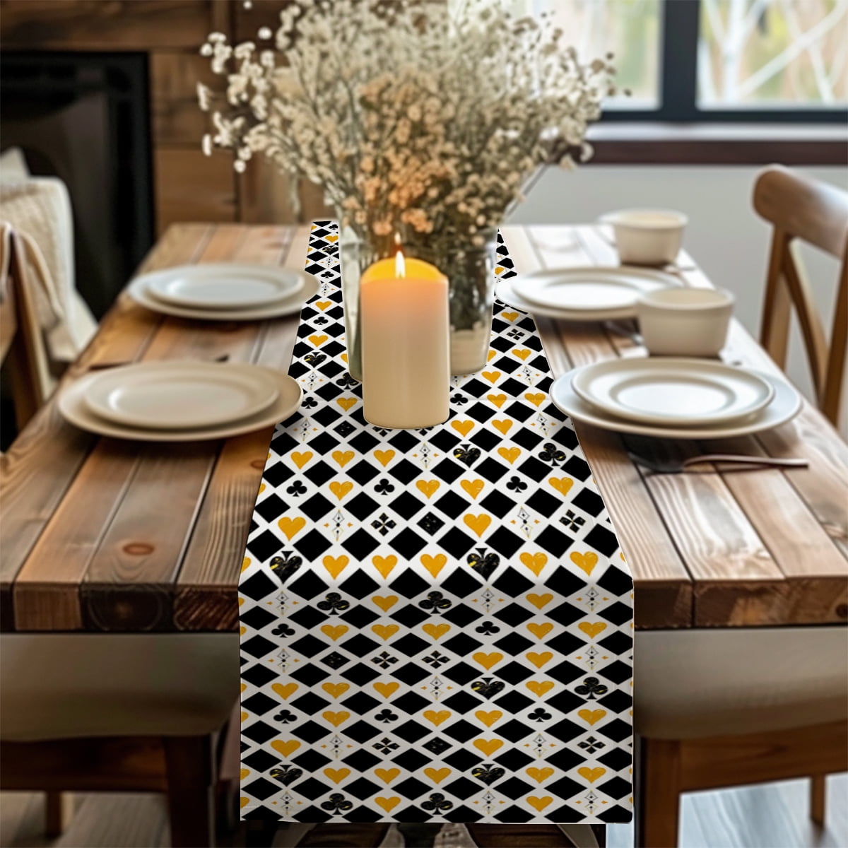 Poker Heart Club Box Table Runners Dresser Table r Washable Kitchen ...