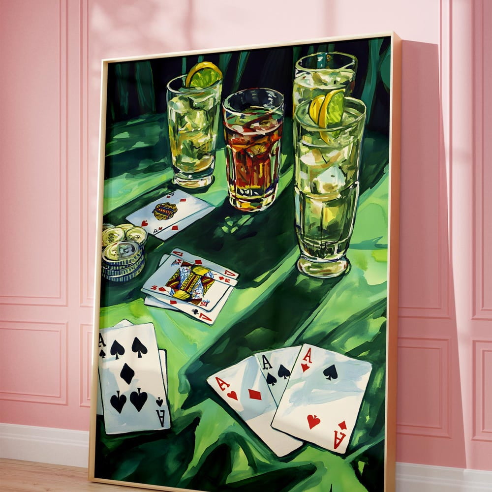 Poker Night Decor, Poker Club Poster, Cocktails And Cards Print, Bar ...