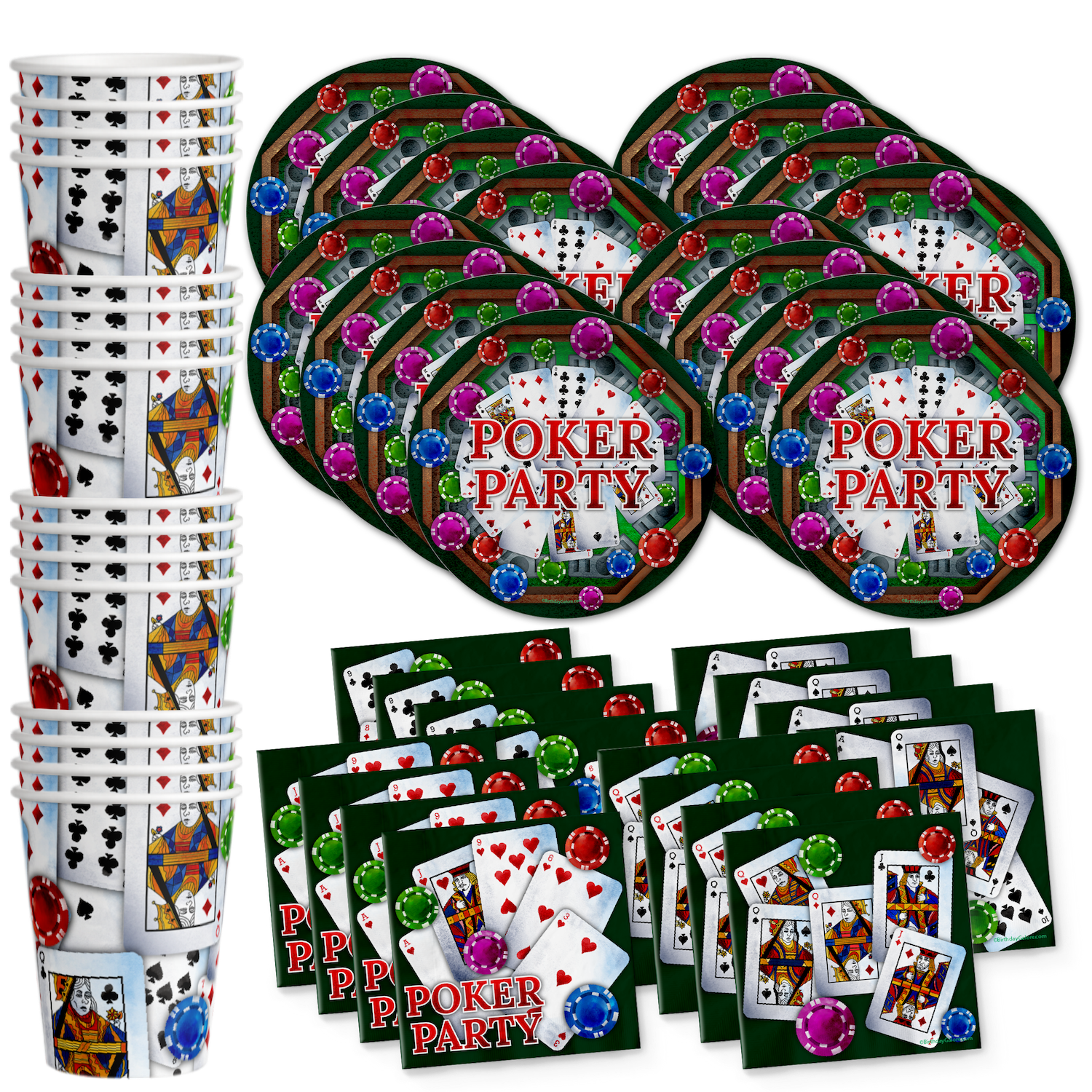 Poker Party Supplies Set Plates Napkins Cups Tableware Kit for 16 ...