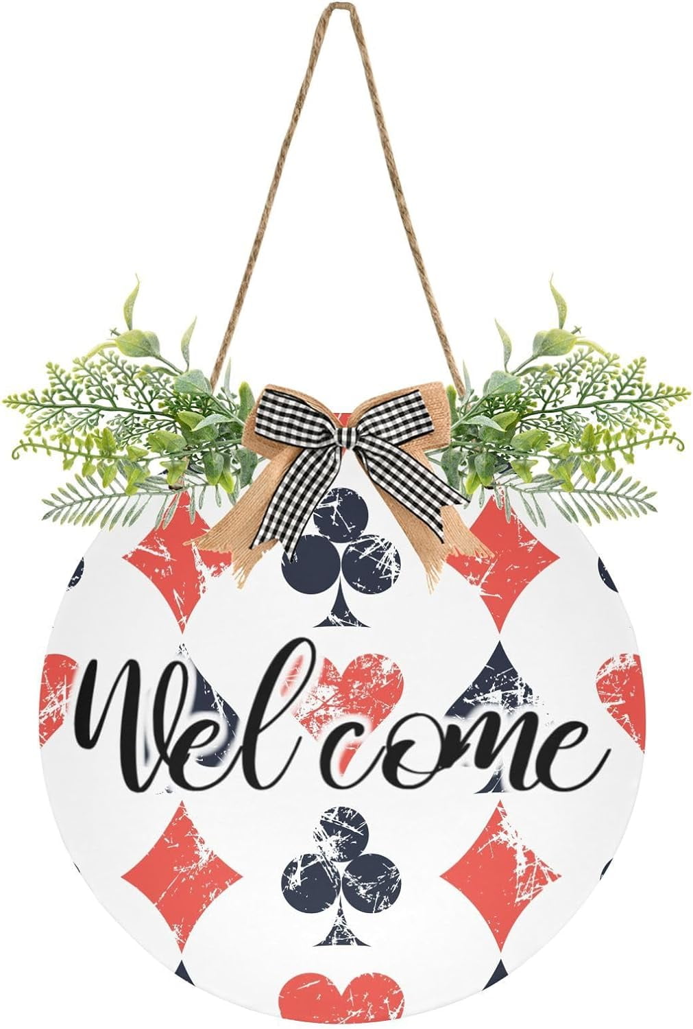 Poker Playing Card Front Door Round, Hanging Welcome Sign, Front Door ...