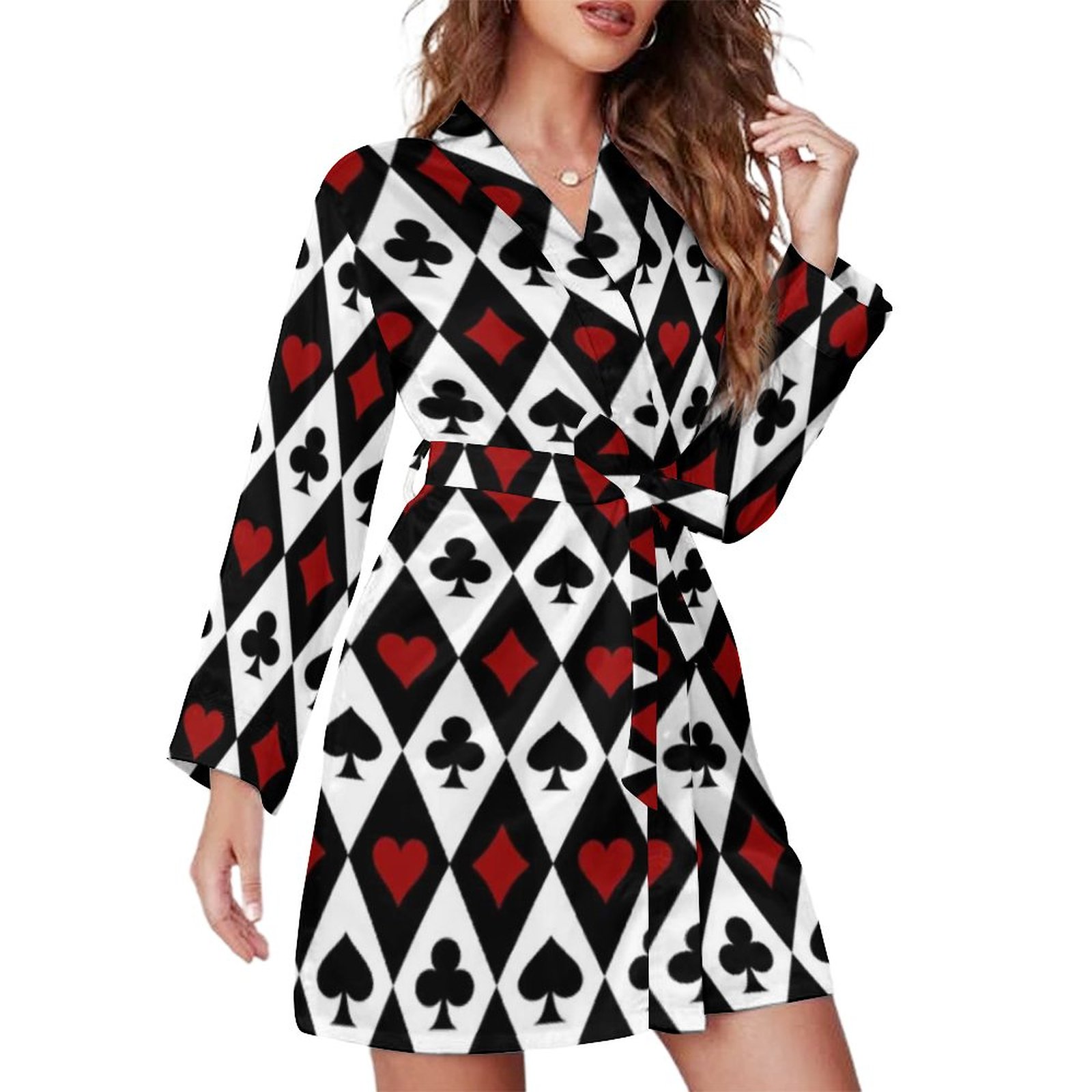 Poker Playing Card Pajama Robe Womens Funny Heart Print Bedroom ...