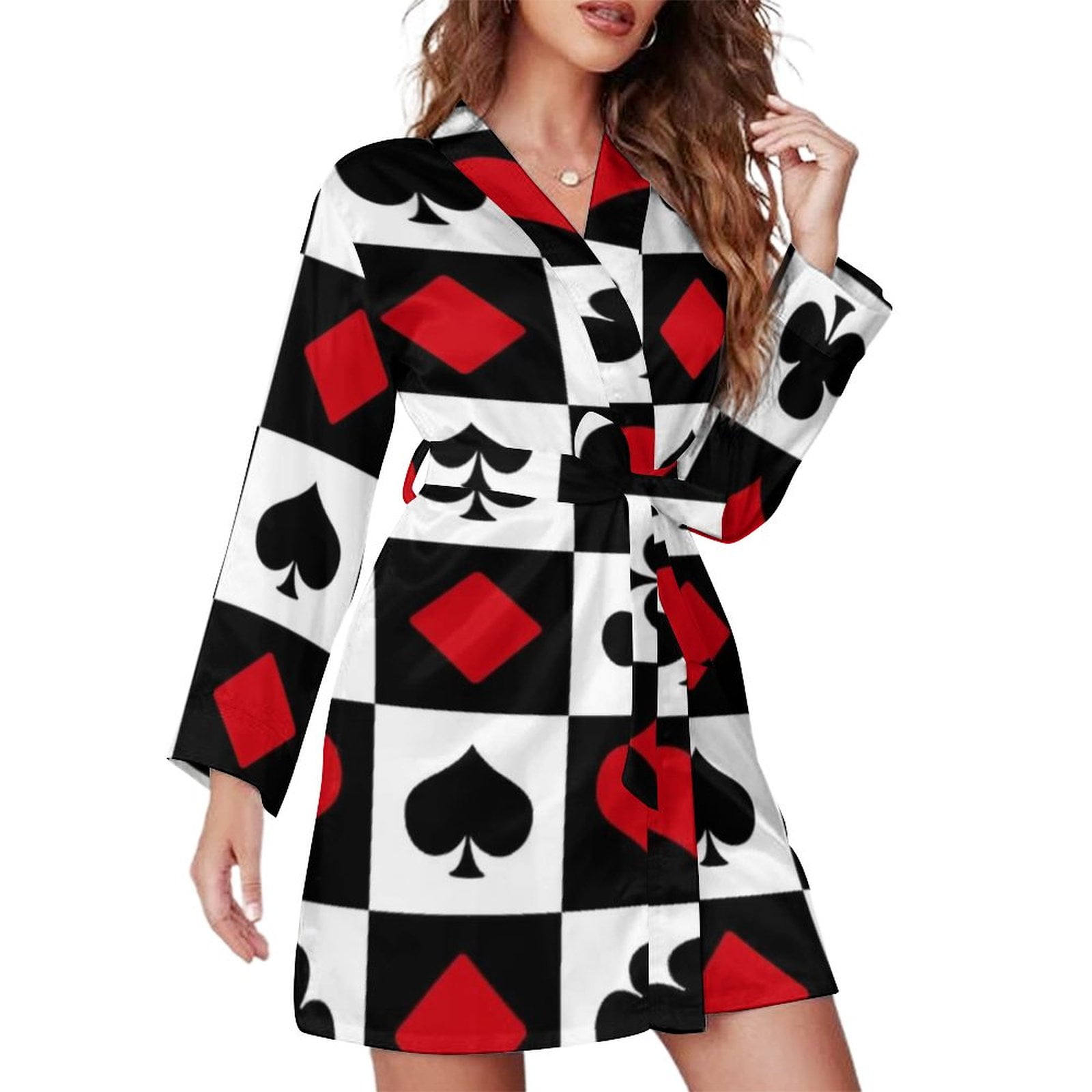 Poker Playing Card Pajama Robe Womens Funny Heart Print Bedroom ...