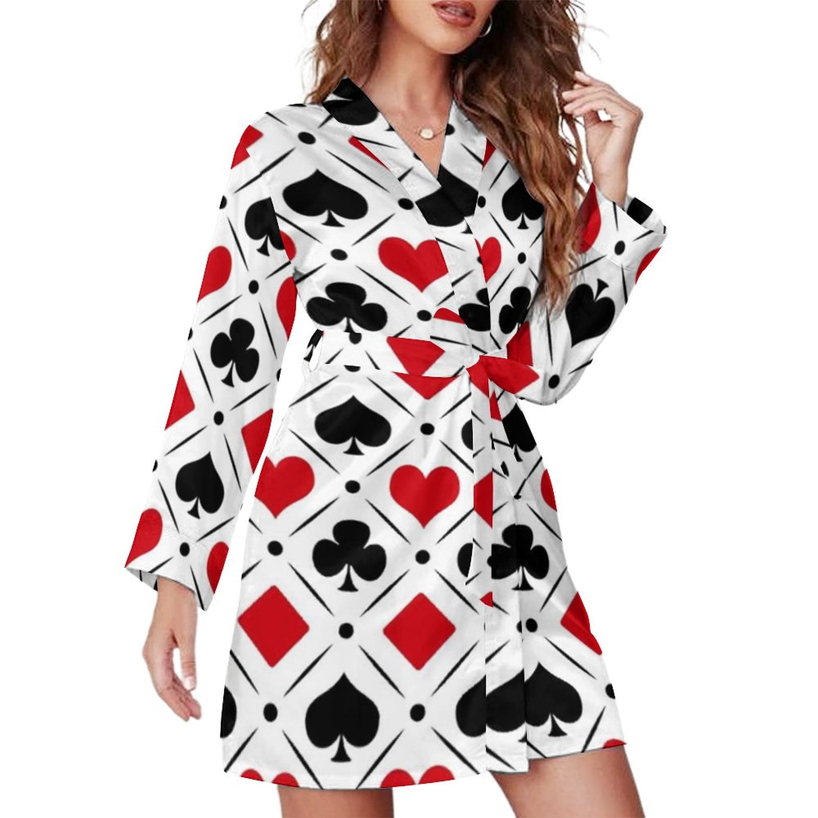 Poker Playing Card Pajama Robe Womens Funny Heart Print Bedroom ...