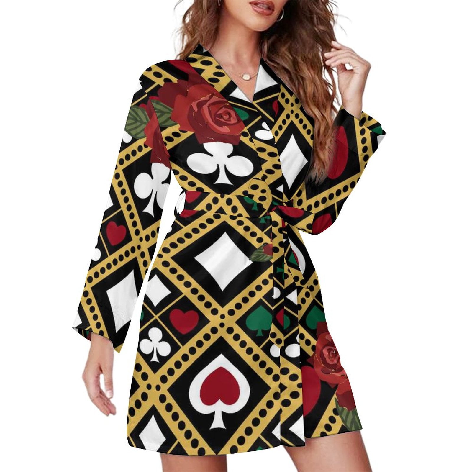 Poker Playing Card Pajama Robe Womens Funny Heart Print Bedroom ...