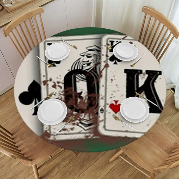 Poker Round Fitted Tablecloth with Elastic Edge,Lets Play Poker ...