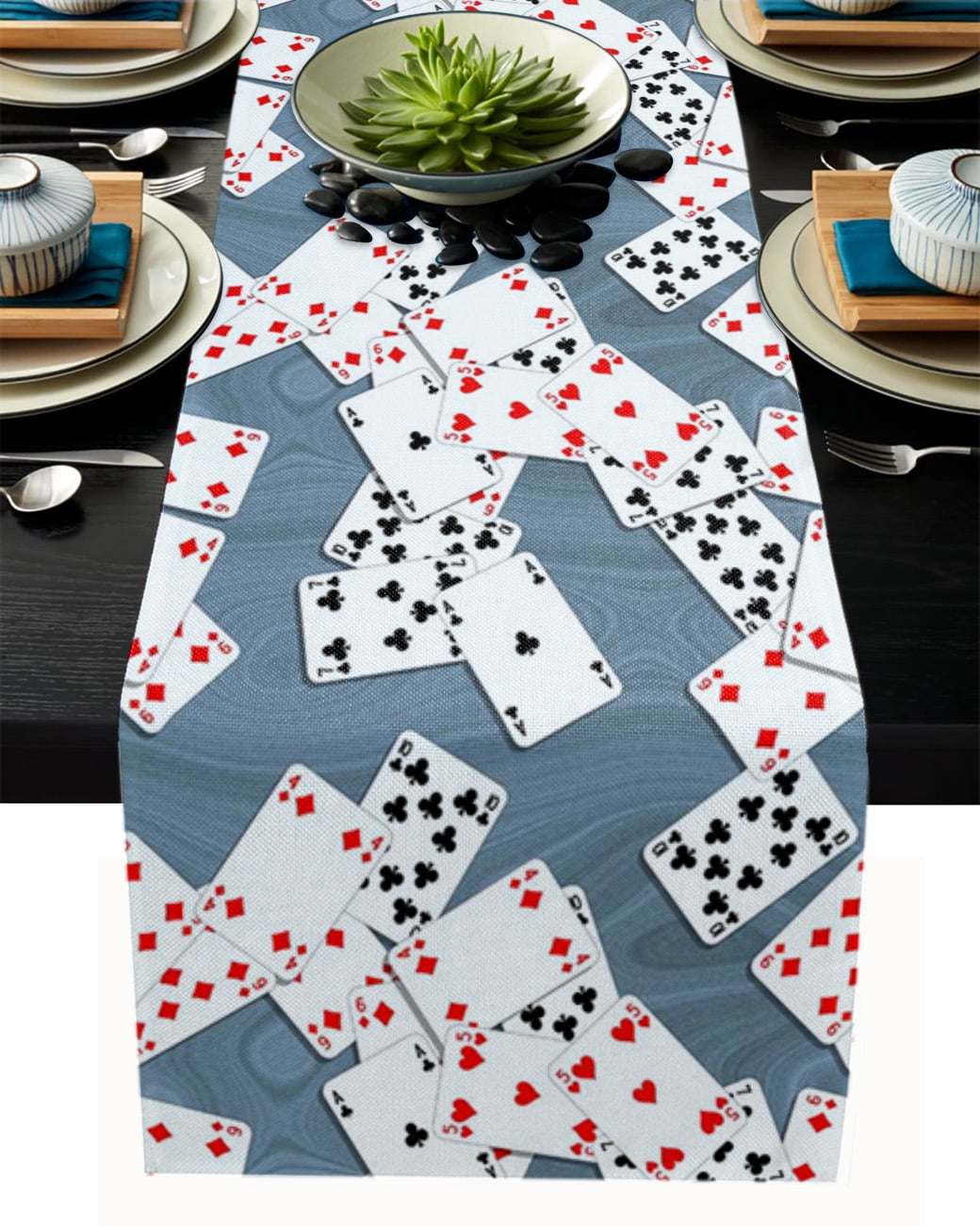 Poker Squares Spades Hearts Plaid Texture Table Runner Home Wedding ...
