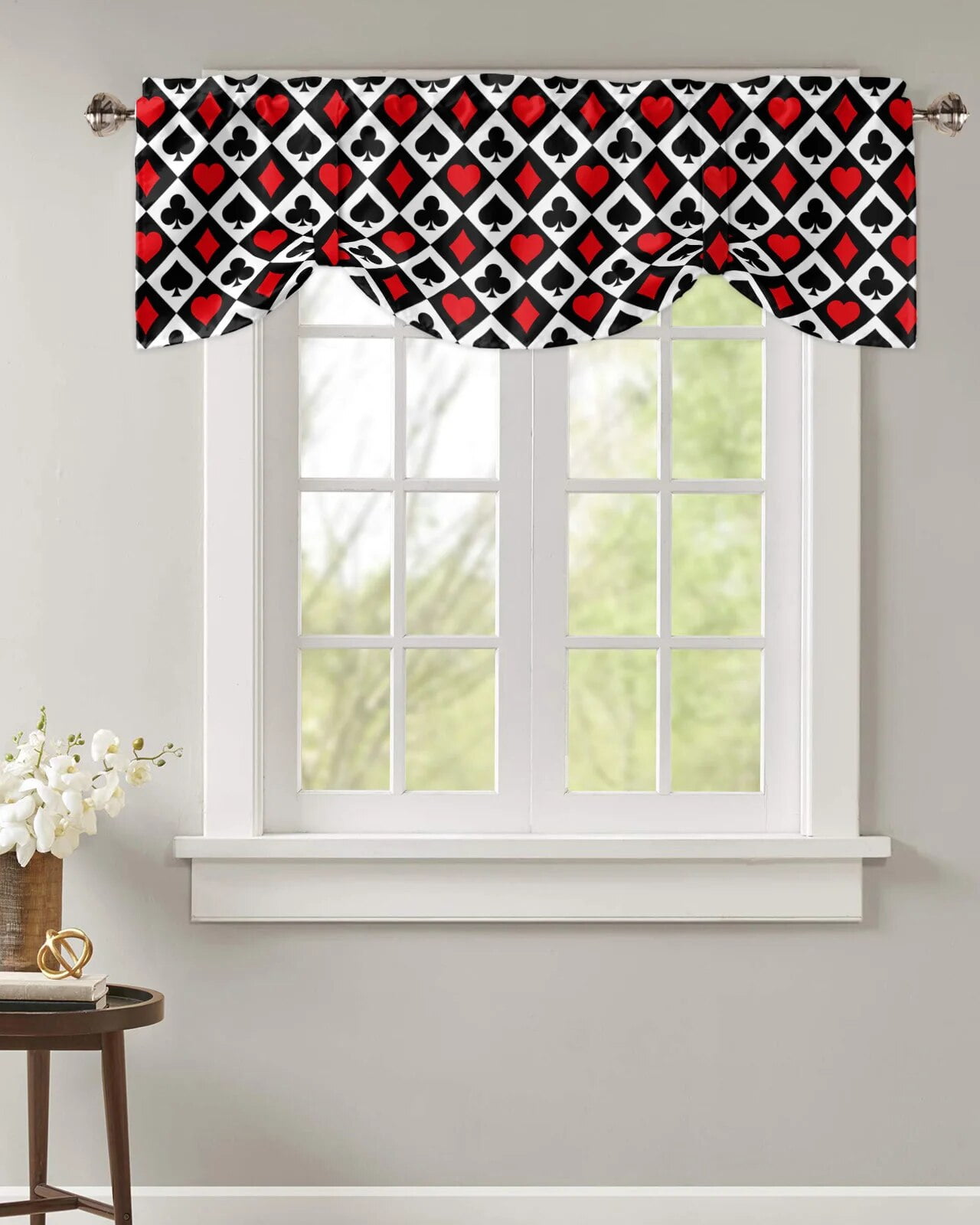 Poker Squares Spades Hearts Plaid Texture Window Valance Curtain ...